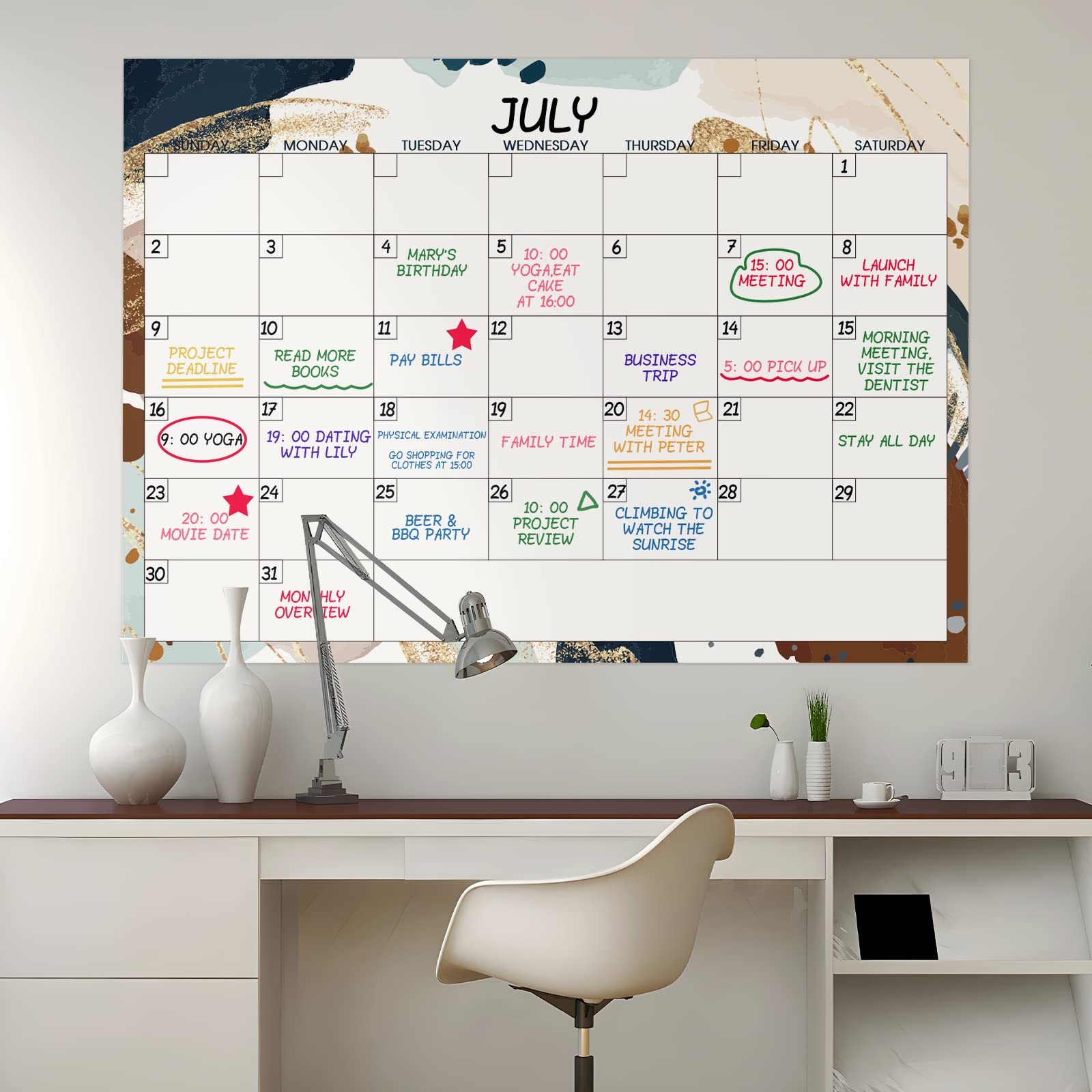 Snapklik.com : Large Dry Erase Calendar For Wall - Undated 1 Month Wall ...