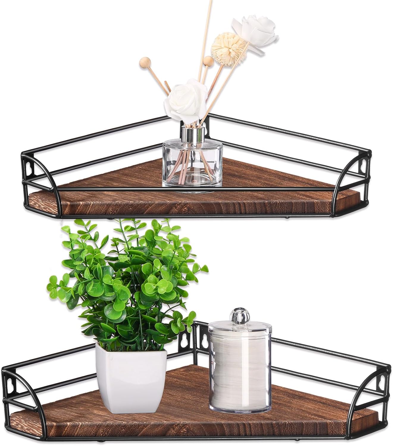 Amazon.com: Photect Corner Shelf Wall Mount, Wooden Corner Floating ...