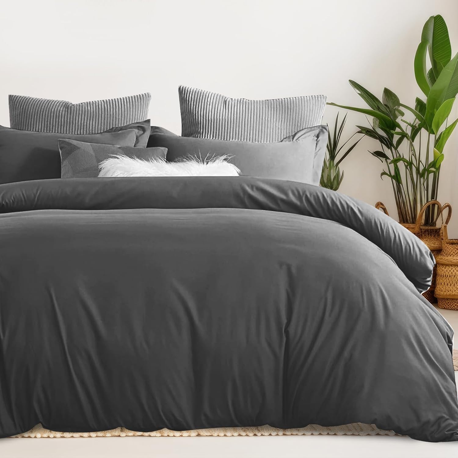 LINENOVA Queen Quilt Cover Set, 100% Luxury Cotton Duvet Cover with ...