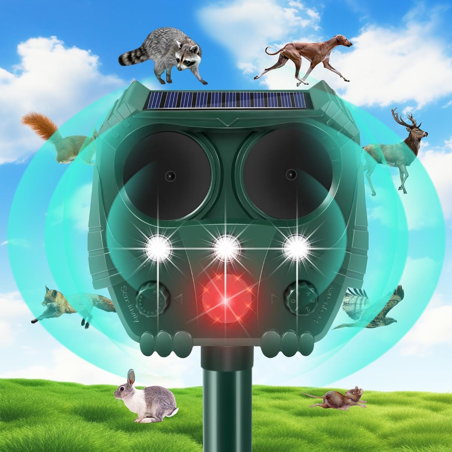 Cat Repellent, Ultrasonic Solar Animal Repeller with Motion Sensor and ...