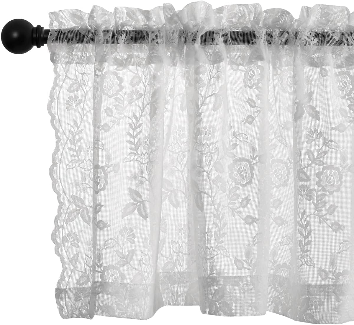 Amazon.com: FINECITY White Lace Valance Curtain for Kitchen Window ...