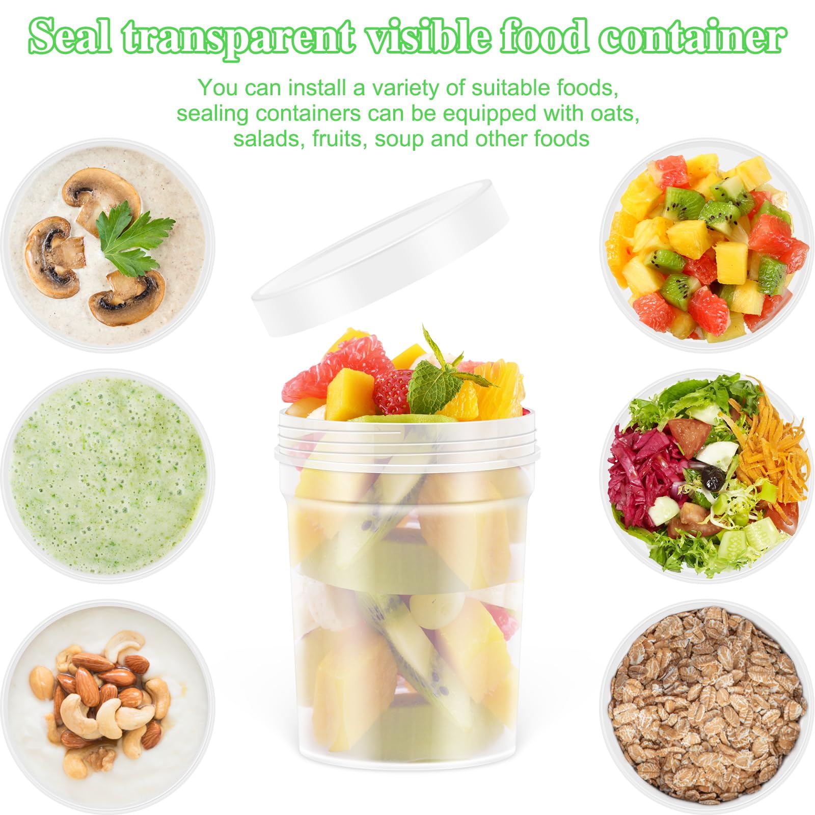 LEAWALK 32 oz Deli Food Storage Containers with Screw on Lids, Reusable ...