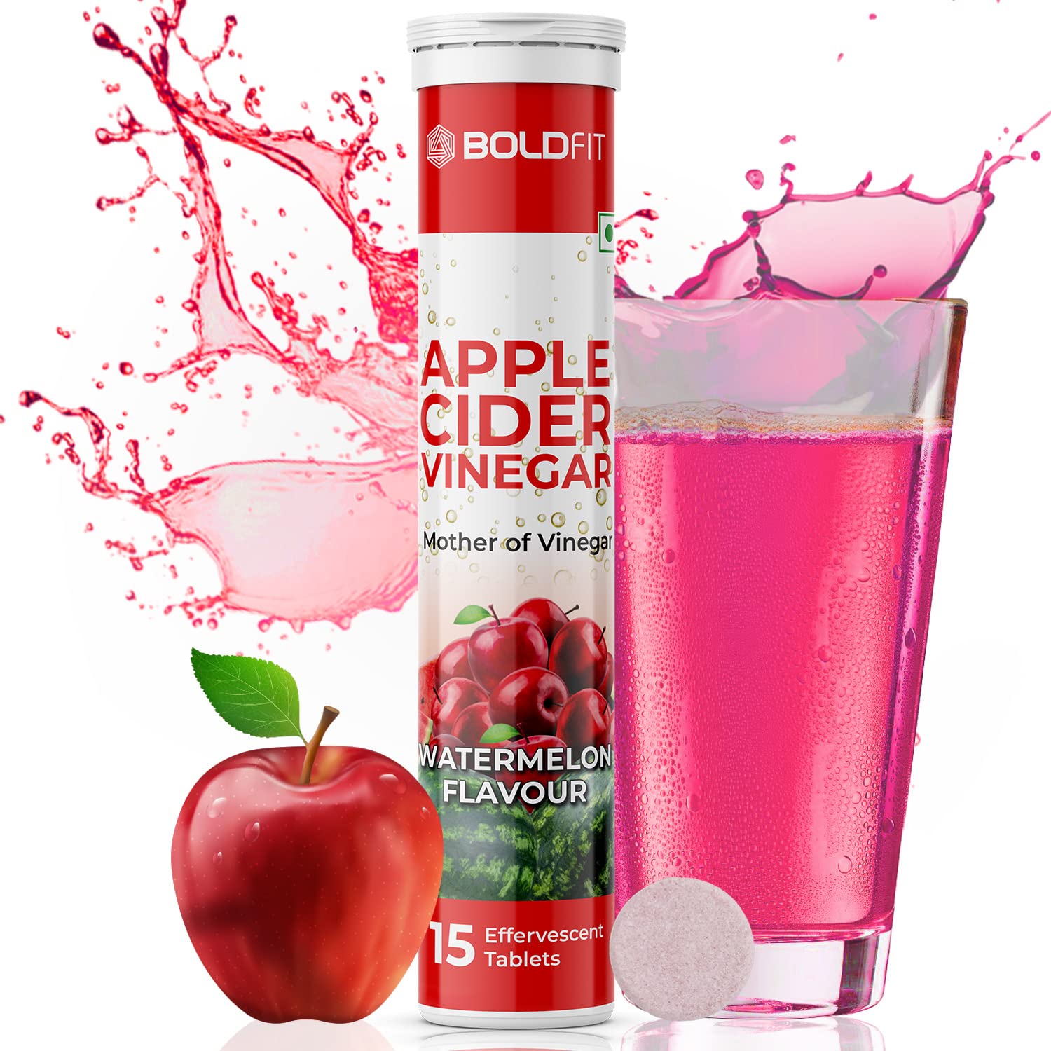 Boldfit Apple Cider Vinegar Tablet with Mother Vinegar ACV Effervescent ...