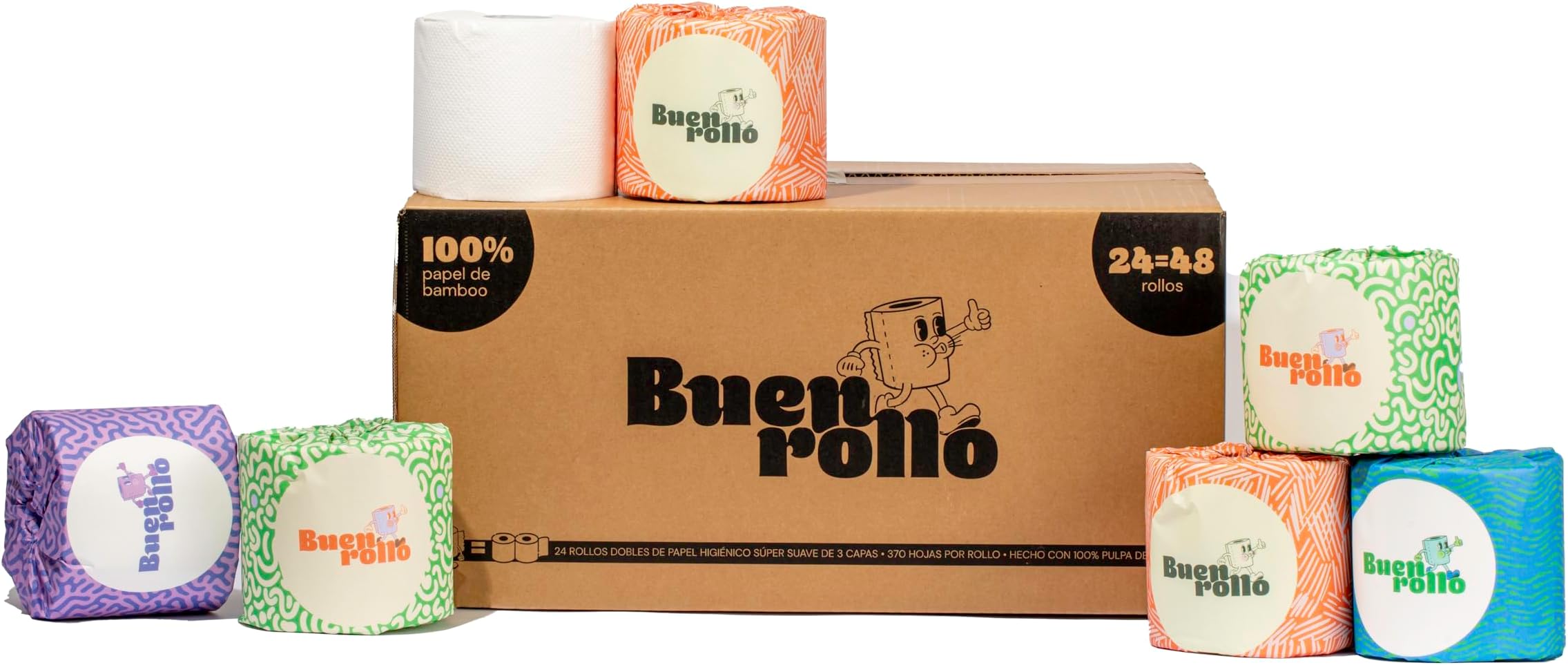 Buen Rollo, Papel higiénico de Bambú, 24 Rollos de Doble Longitud ...