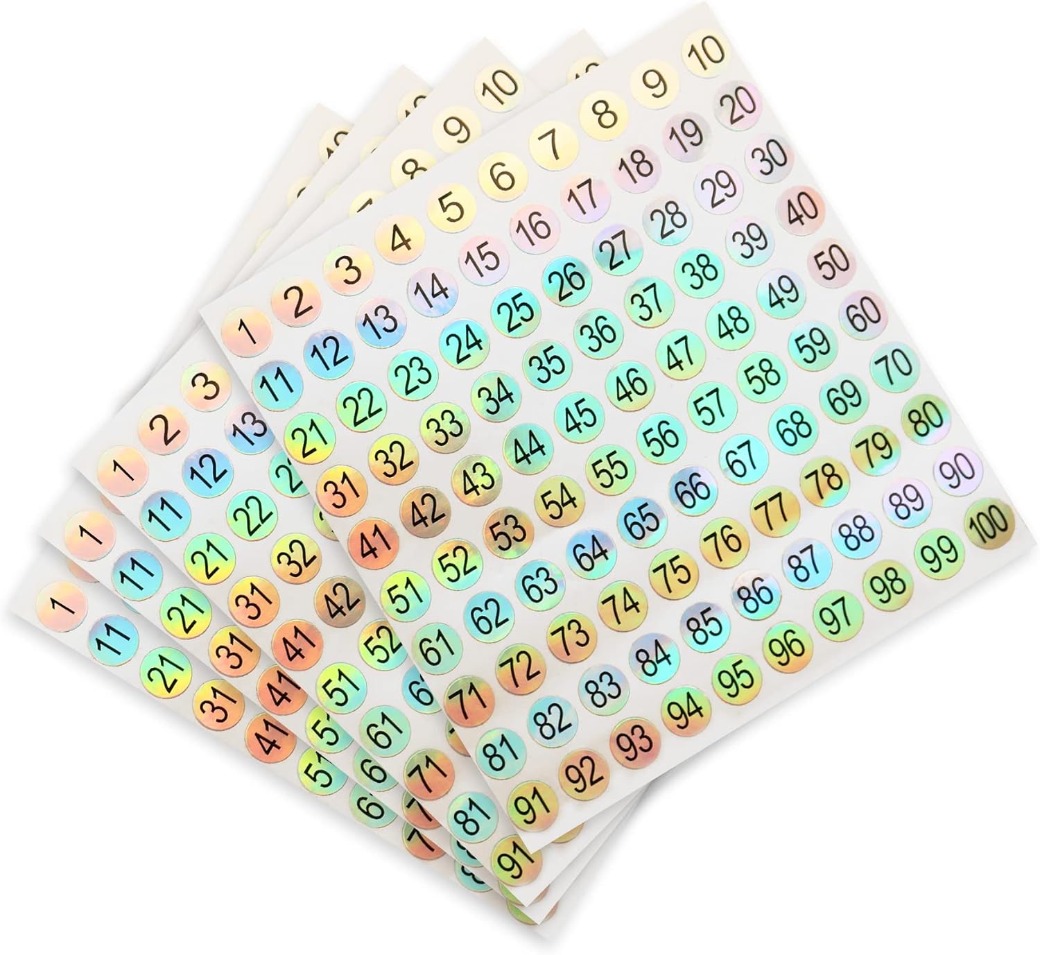 10 Sheet Number Stickers, Self-Adhesive Small Round Office Labels ...