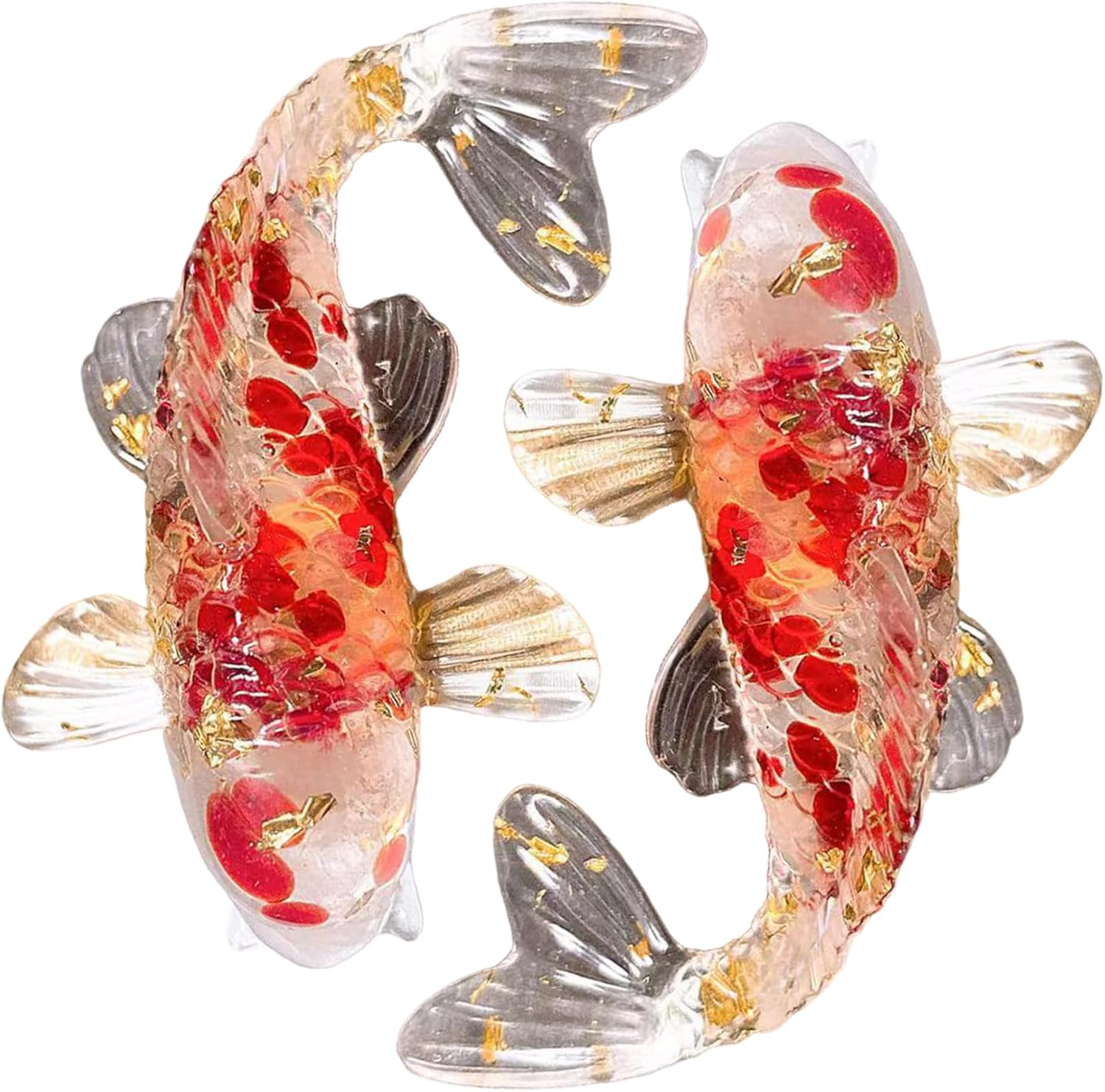 Amazon.com: QCdeSoulBLV Fish Figurines, 2Pcs Koi Fish Figurines ...