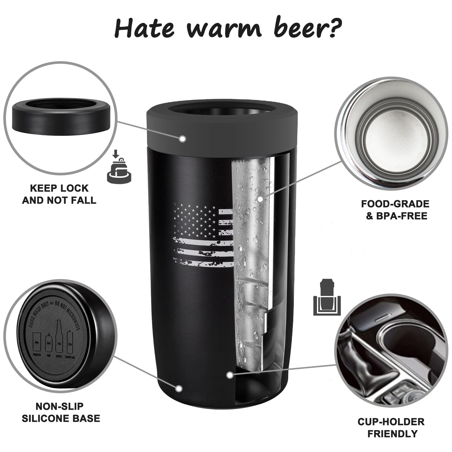 Snapklik.com : 4-in-1 Slim Can Cooler Easy To Hold Insulated Beer Can ...