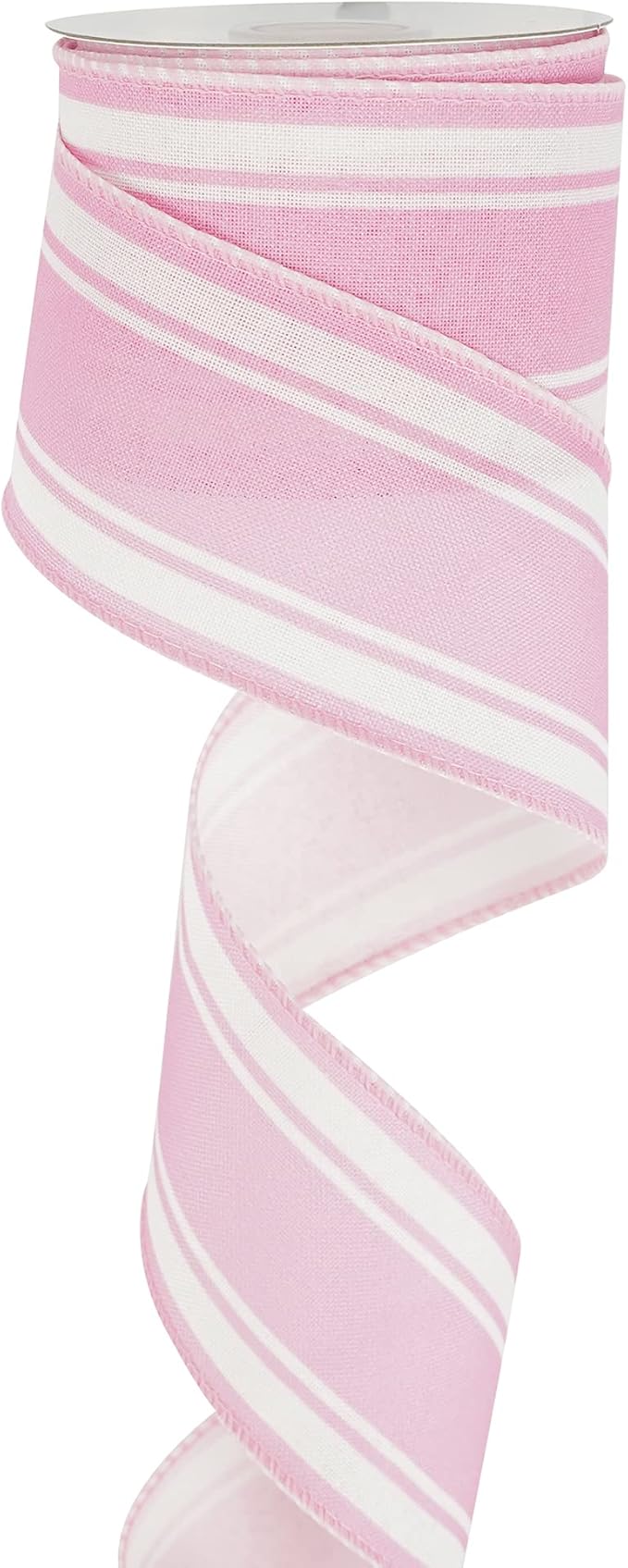 Amazon.com: HUIHUANG Pink Stripe Ribbon Pink Burlap Wired Ribbon 2.5 ...
