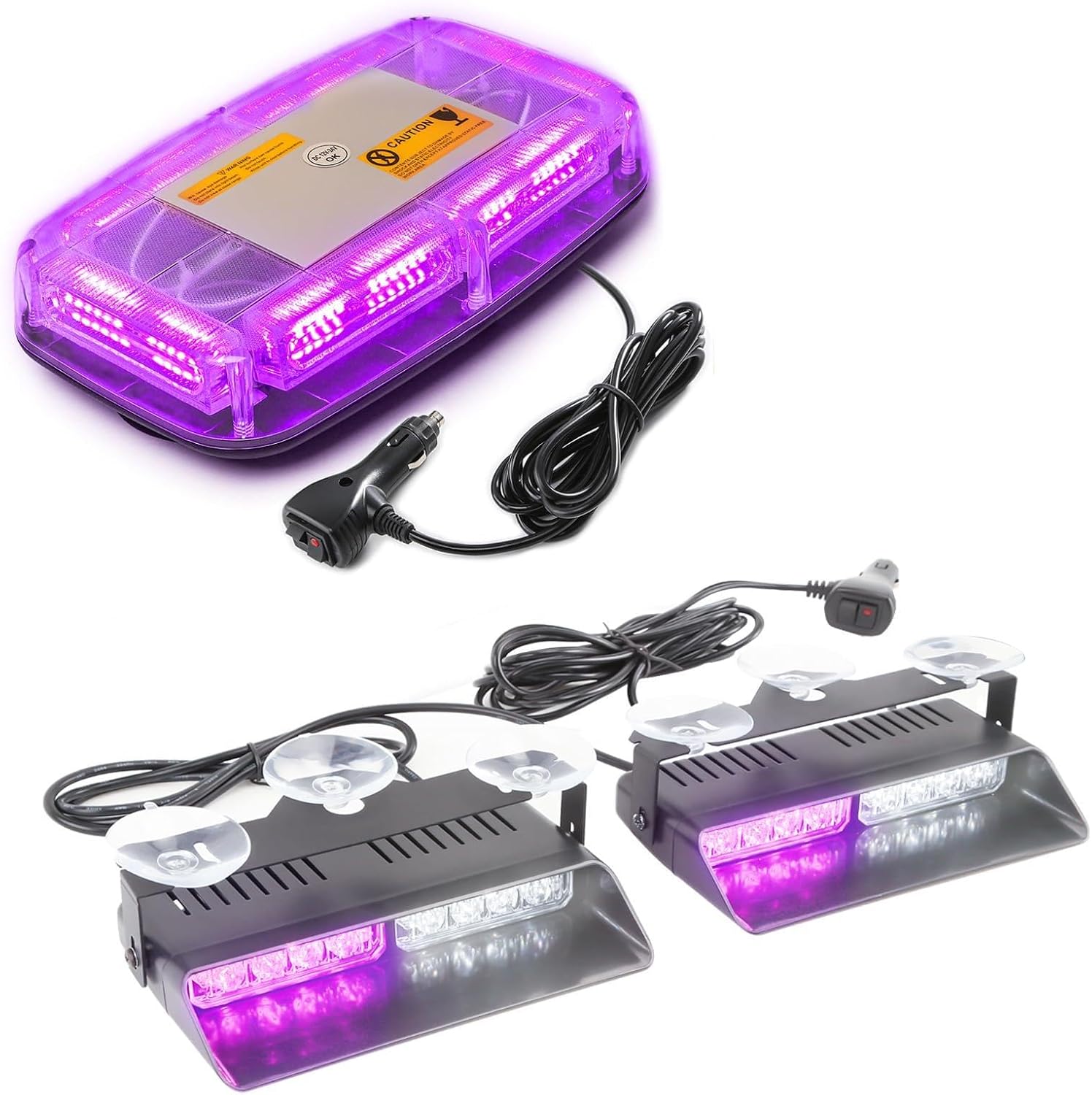 Amazon.com: PKINGLAKE Purple 72LED Roof Top Emergency Strobe Beacon ...