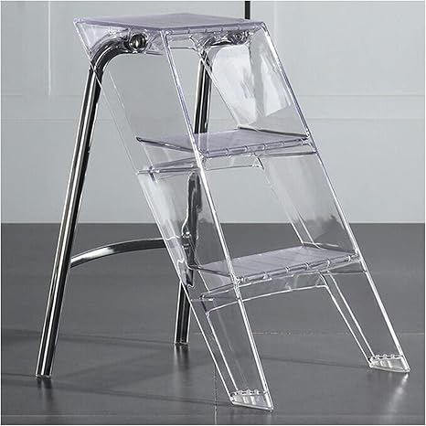 Amazon.com: Folding Step Ladder Acrylic Anti-Slip Three-Step Step Stool ...