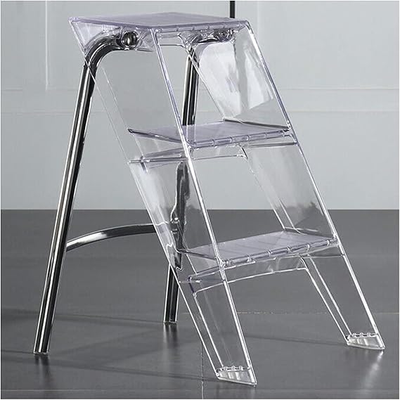 Amazon.com: Folding Step Ladder Acrylic Anti-Slip Three-Step Step Stool ...