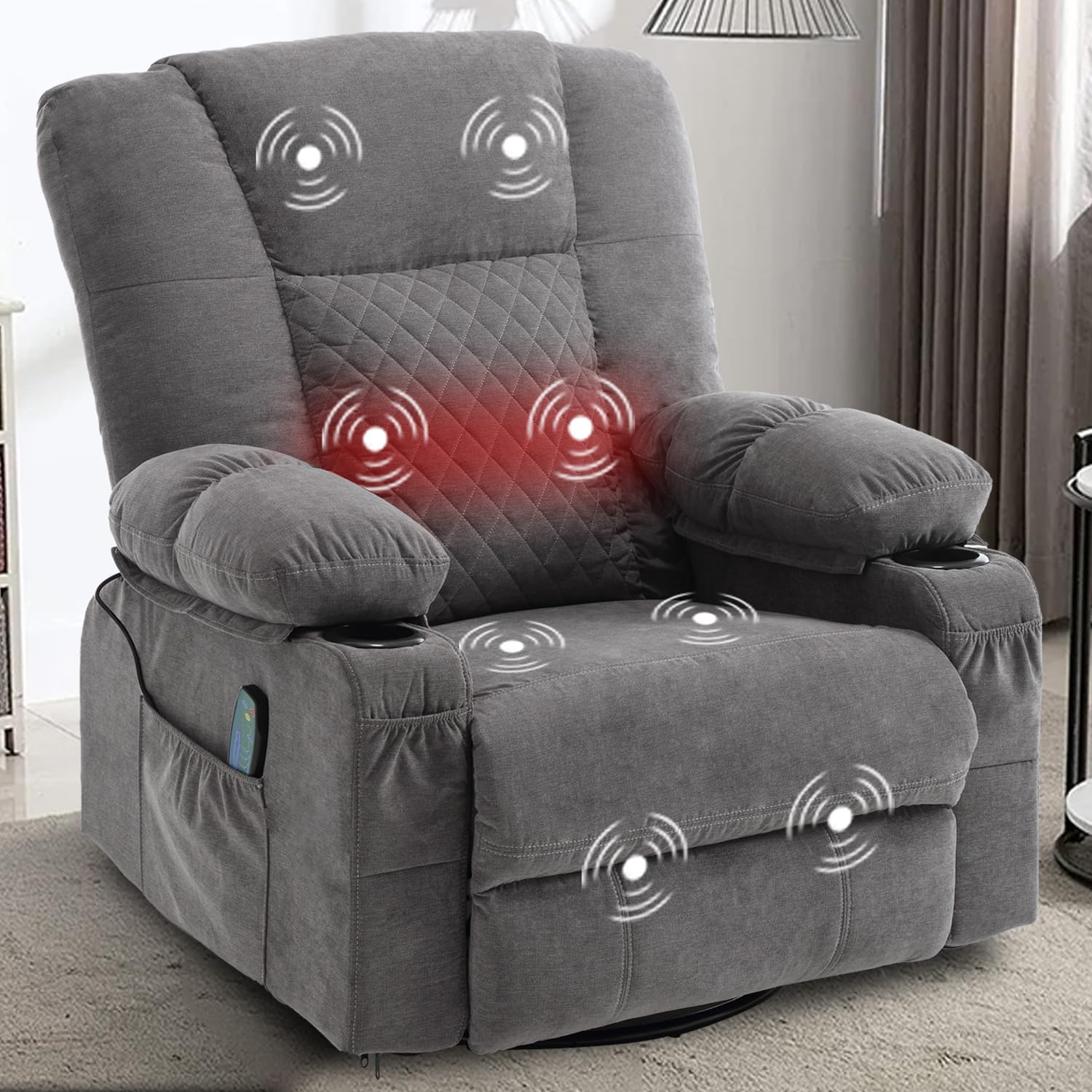 Amazon.com: REFICCER Massage Rocker Recliner Chair with Heat, Fabric ...