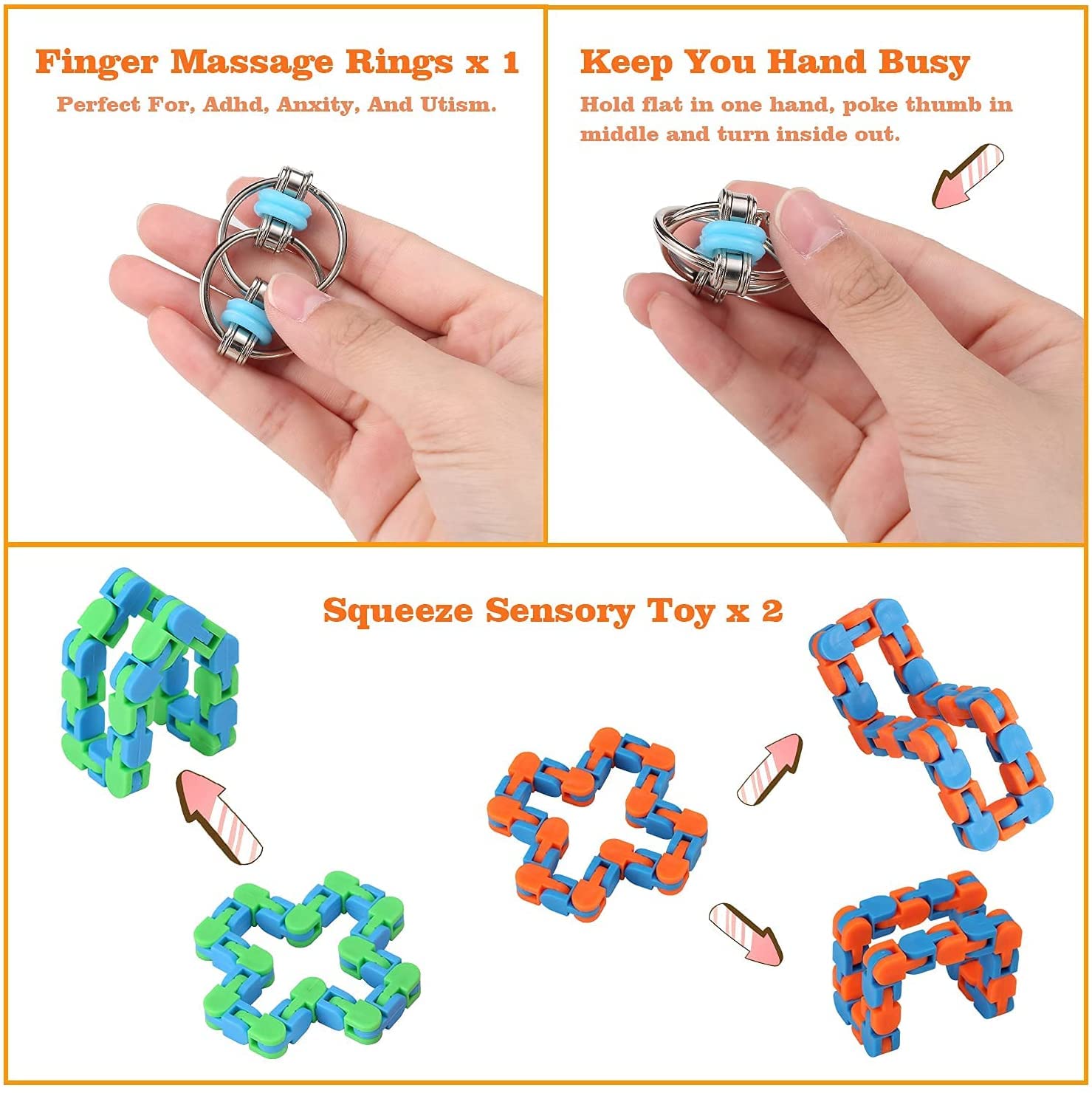 Fidget Pack, Pakoo Fidget Toys Stress Relief Toys for Adult Children ...