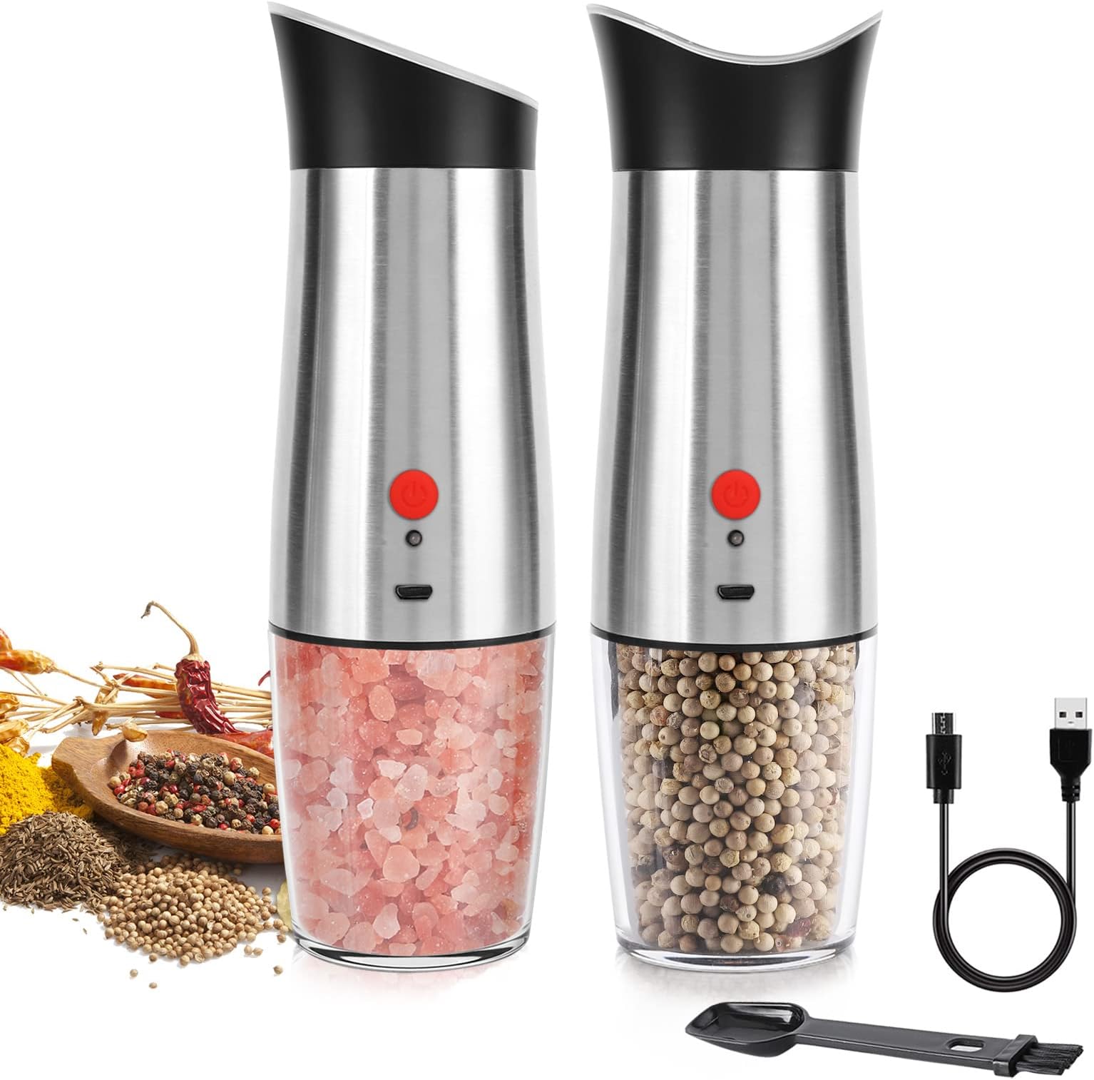 Electric Salt or Pepper Grinder - Battery Powered Pepper Mill or Salt ...