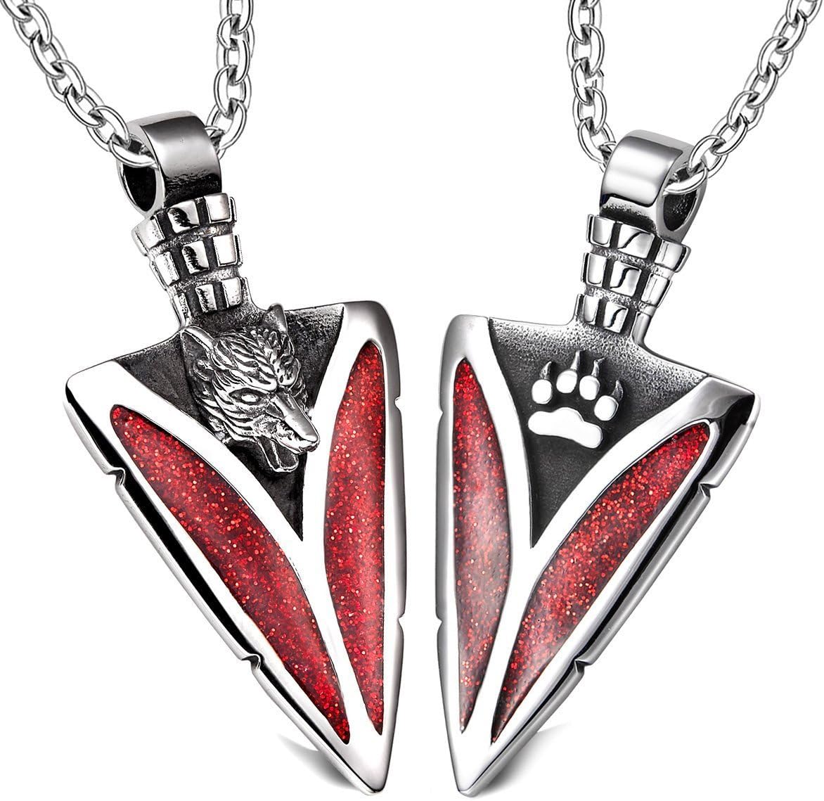 Arrowhead Howling Wolf and Wild Paw Love Couples or Best Friends Amulet ...