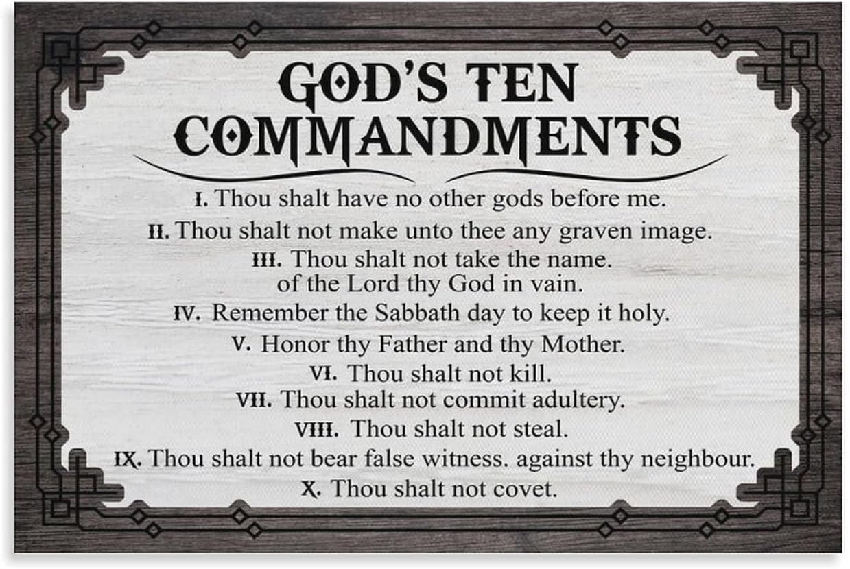 Amazon.com: Christian Wall Decor Poster Canvas Wall Art God's Ten Commandments Wall Poster ...