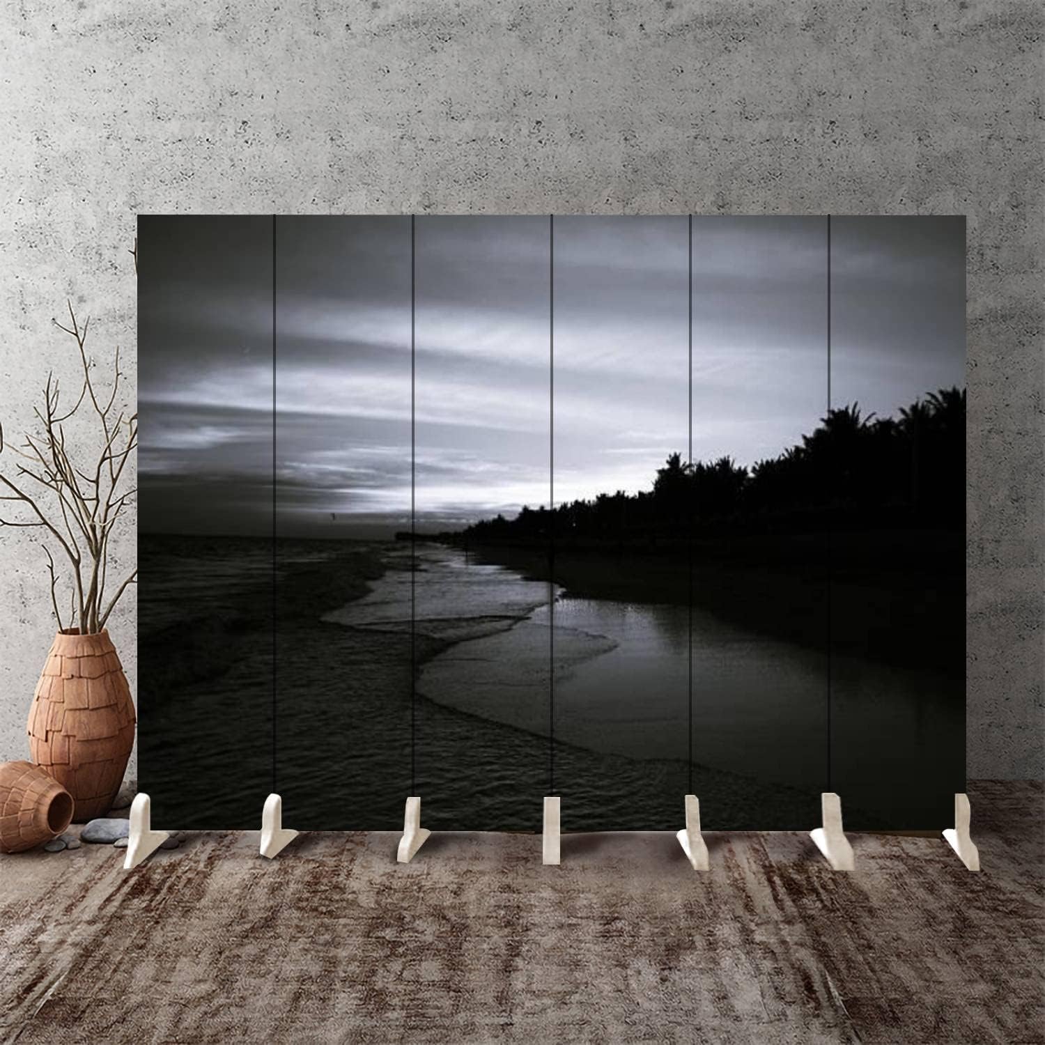 Buy Canvas Room Divider Screen Beautiful Beach at Sunset Room Separator ...