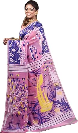 Amazon.com: ETHNIC EMPORIUM Indian Woman Agomani Dhakai Saree Cotton ...
