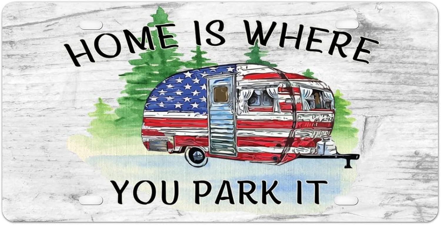 Amazon.com: License Plate Colour Camping Travel License Plate Frame ...