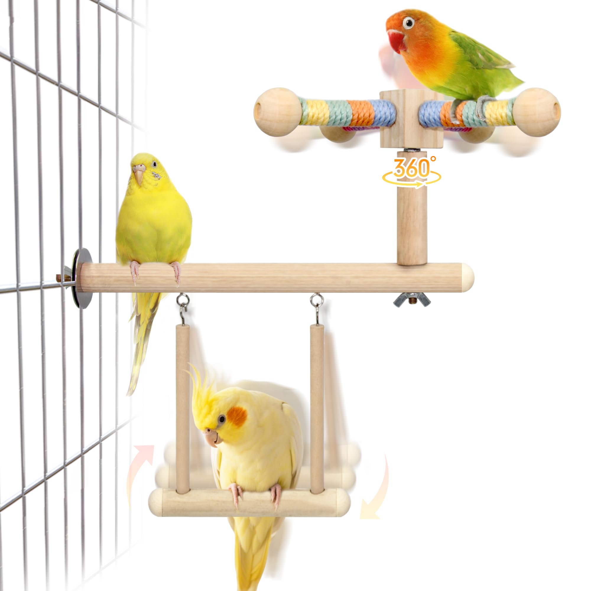 Snapklik.com : Jevnd Bird Perch & Swing Toy Combo, Bird Toys For Parrots