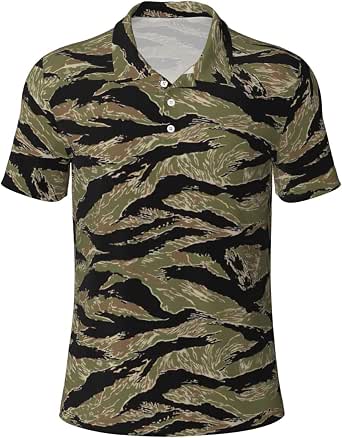 Tiger Stripe Camo Print Men's Polo Shirts Performance Short Sleeve ...