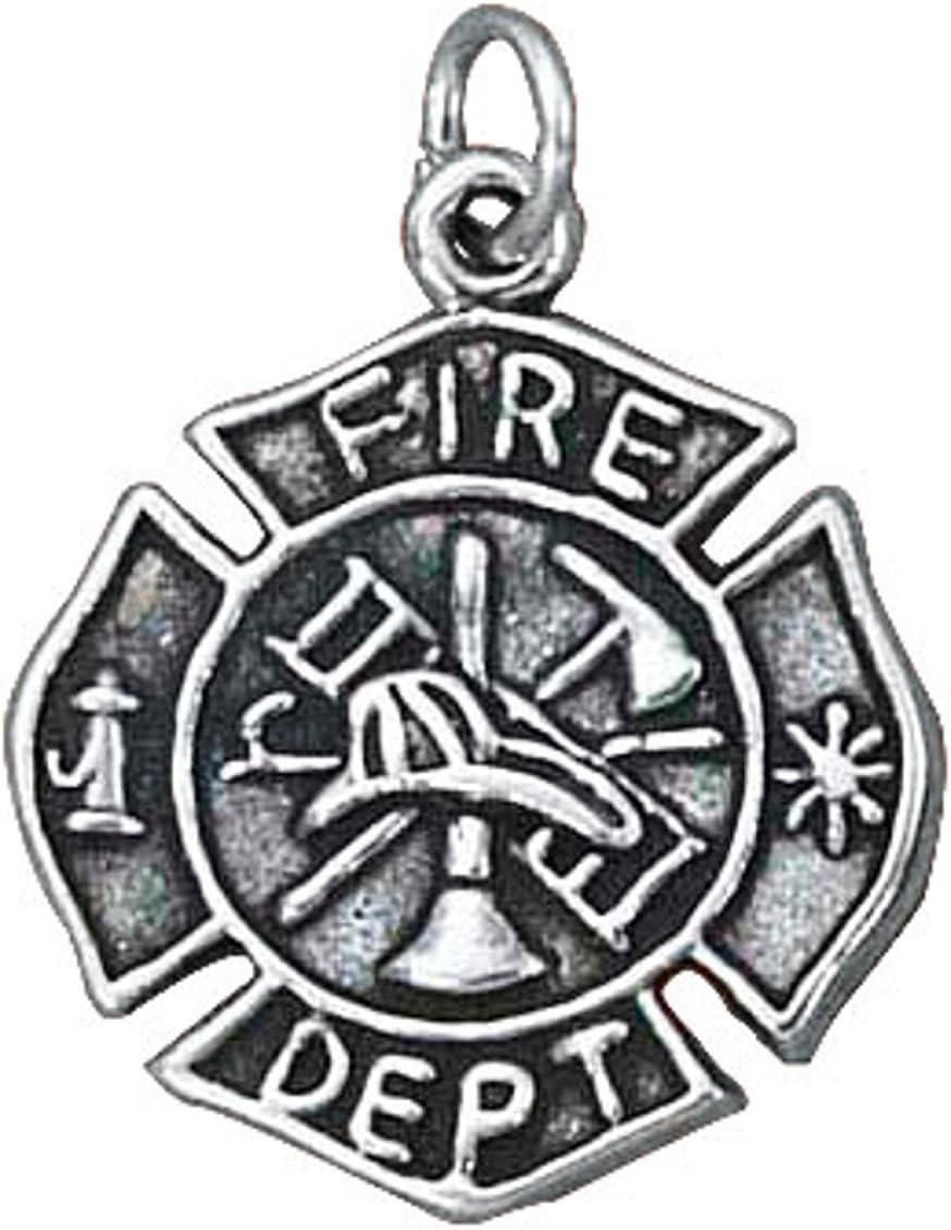 Amazon.com: Sterling Silver Firefighters Fireman's Medal Dangle Charm ...