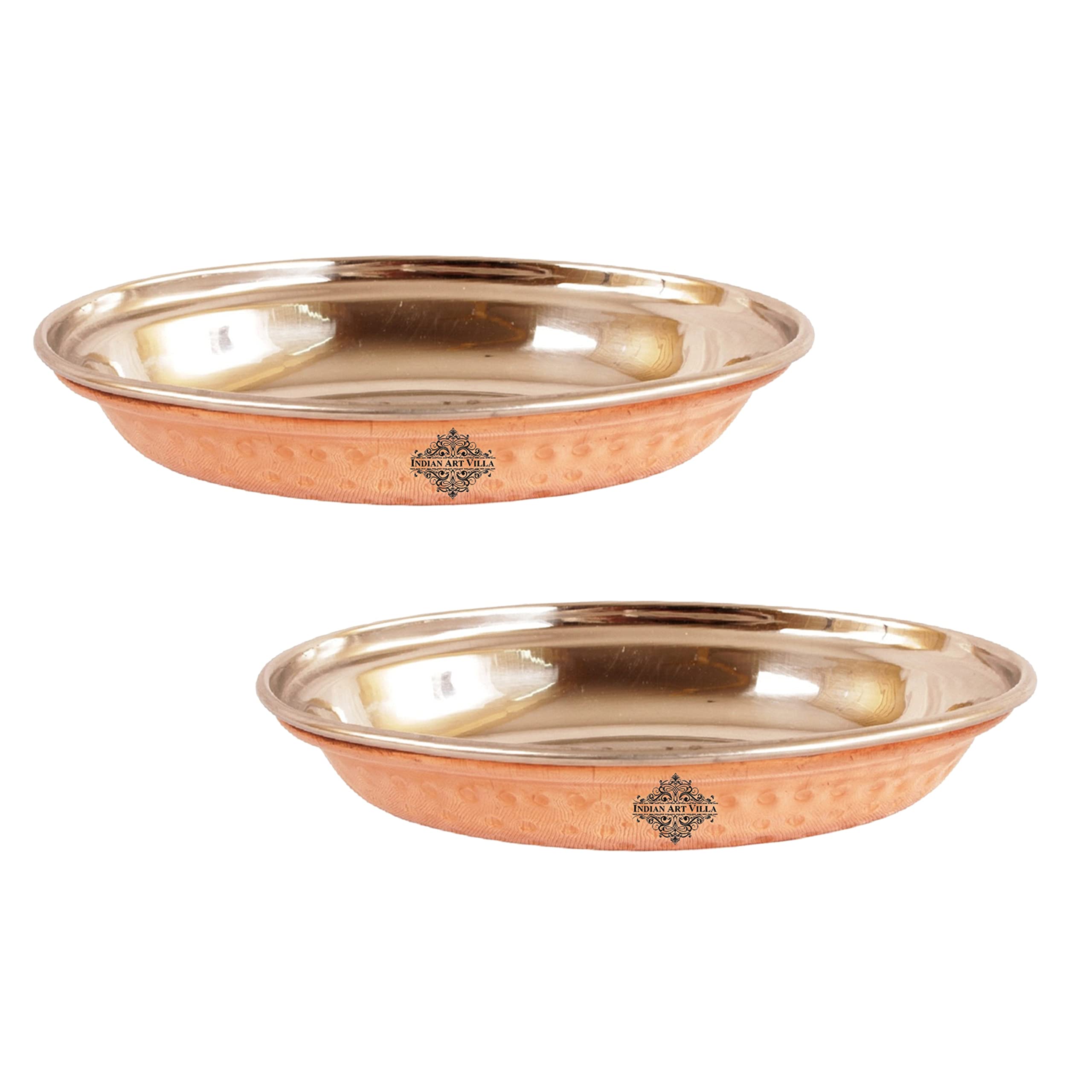 Buy INDIAN ART VILLA Oval Steel Copper Platter Plate, Serveware ...
