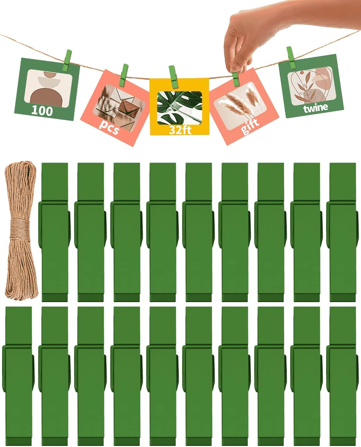 Amazon.com: 100pcs Mini Colored Spring Wood Clips Clothes Photo Paper ...