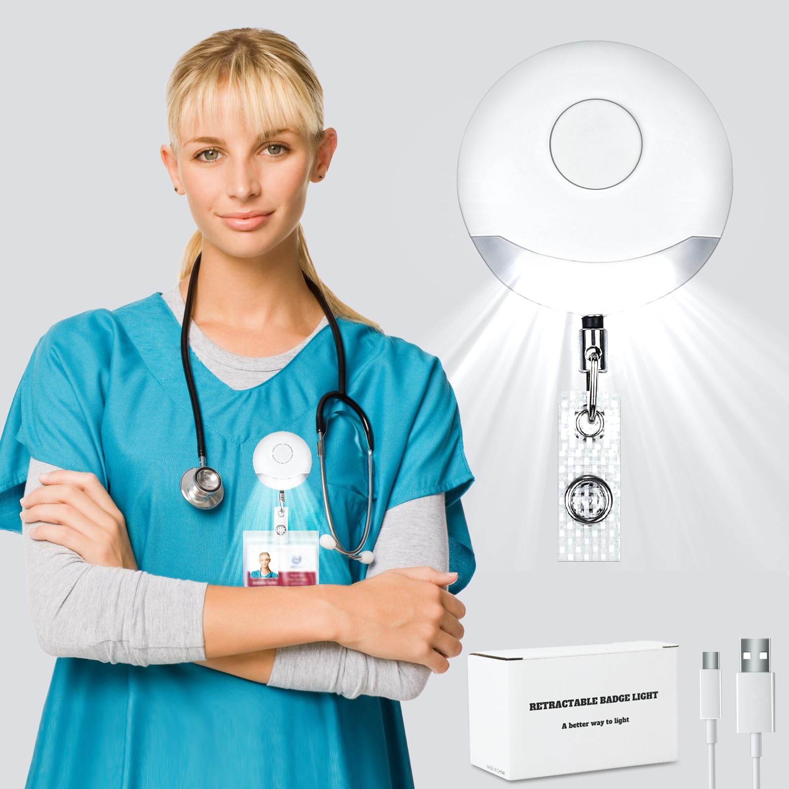 Amazon.com: Kevenry Retractable Night Shift Nurse Badge Reel Light ...