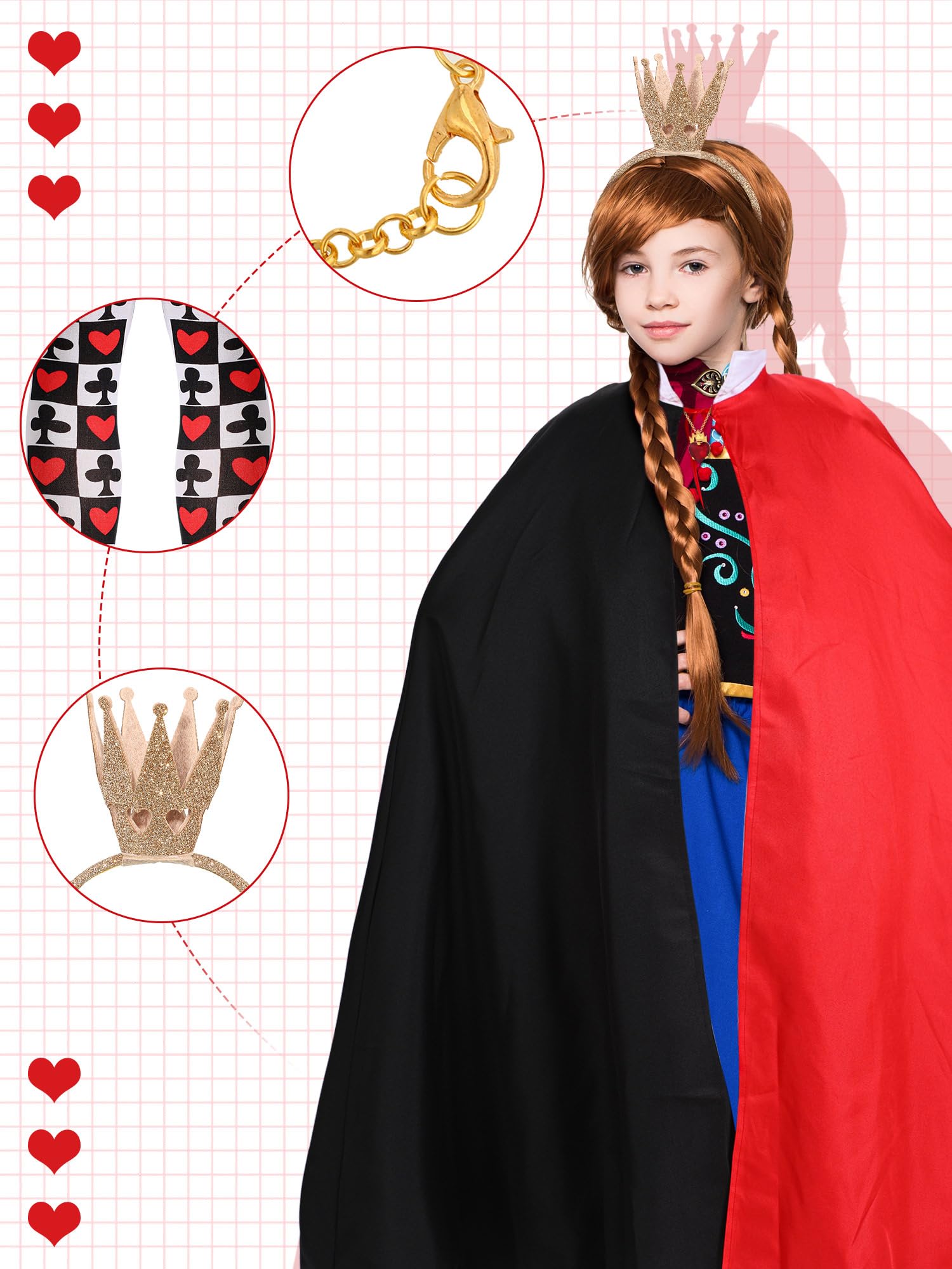 Toulite 5 Pcs Queen Adult Costume Kit with Shiny Crown Red Tights ...