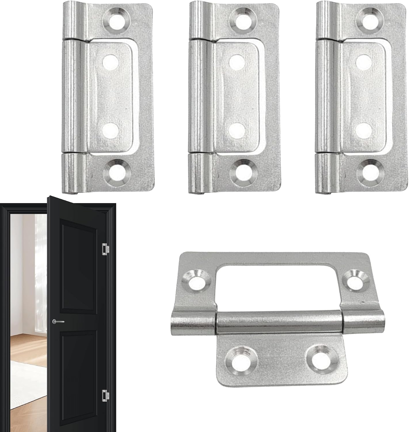 4Pcs Door Hinges Rustproof Flush Hinge Removable 3 Inch Door Hinges ...