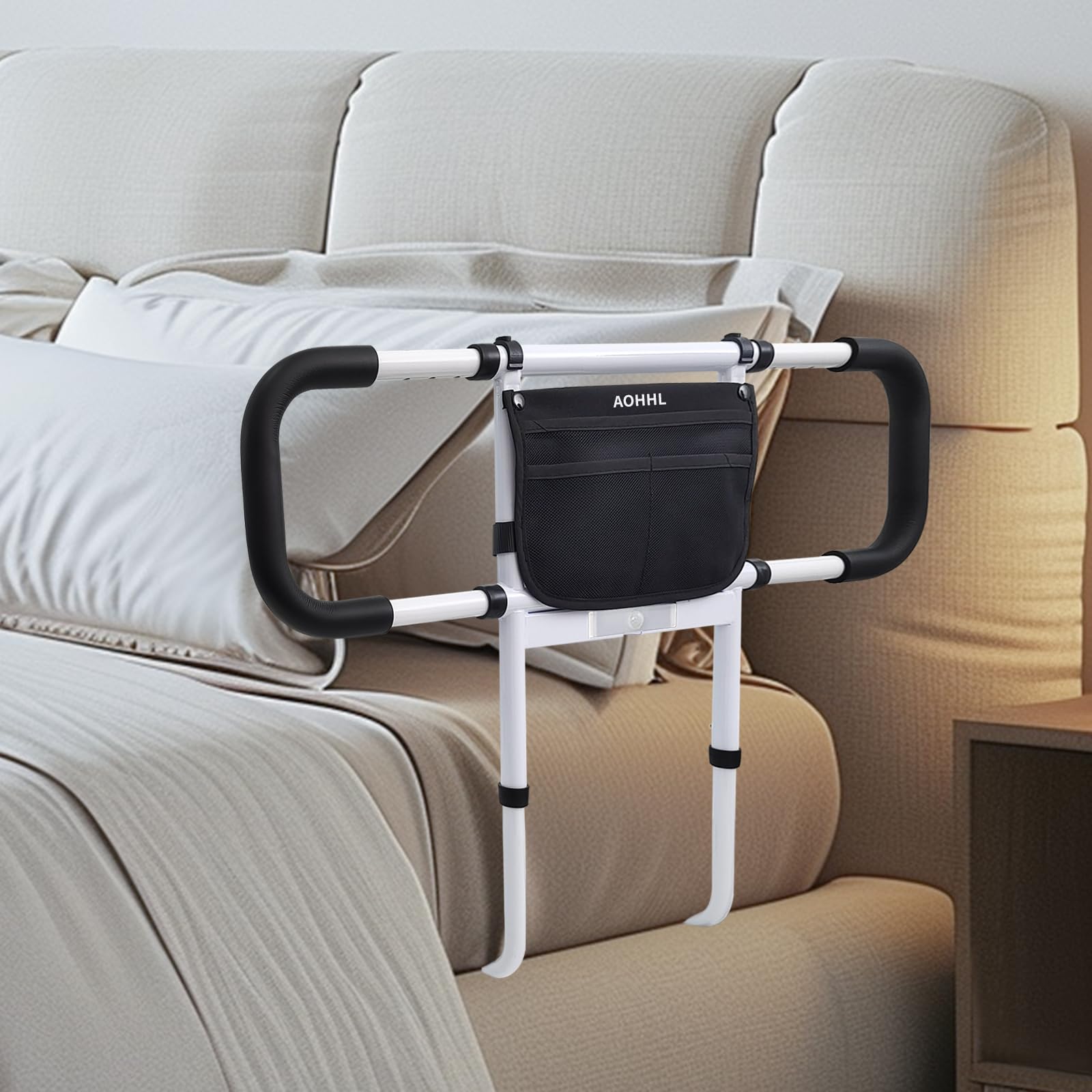 Bed Rails for Elderly Adults Safety Adjustable Heights Storage Pocket ...