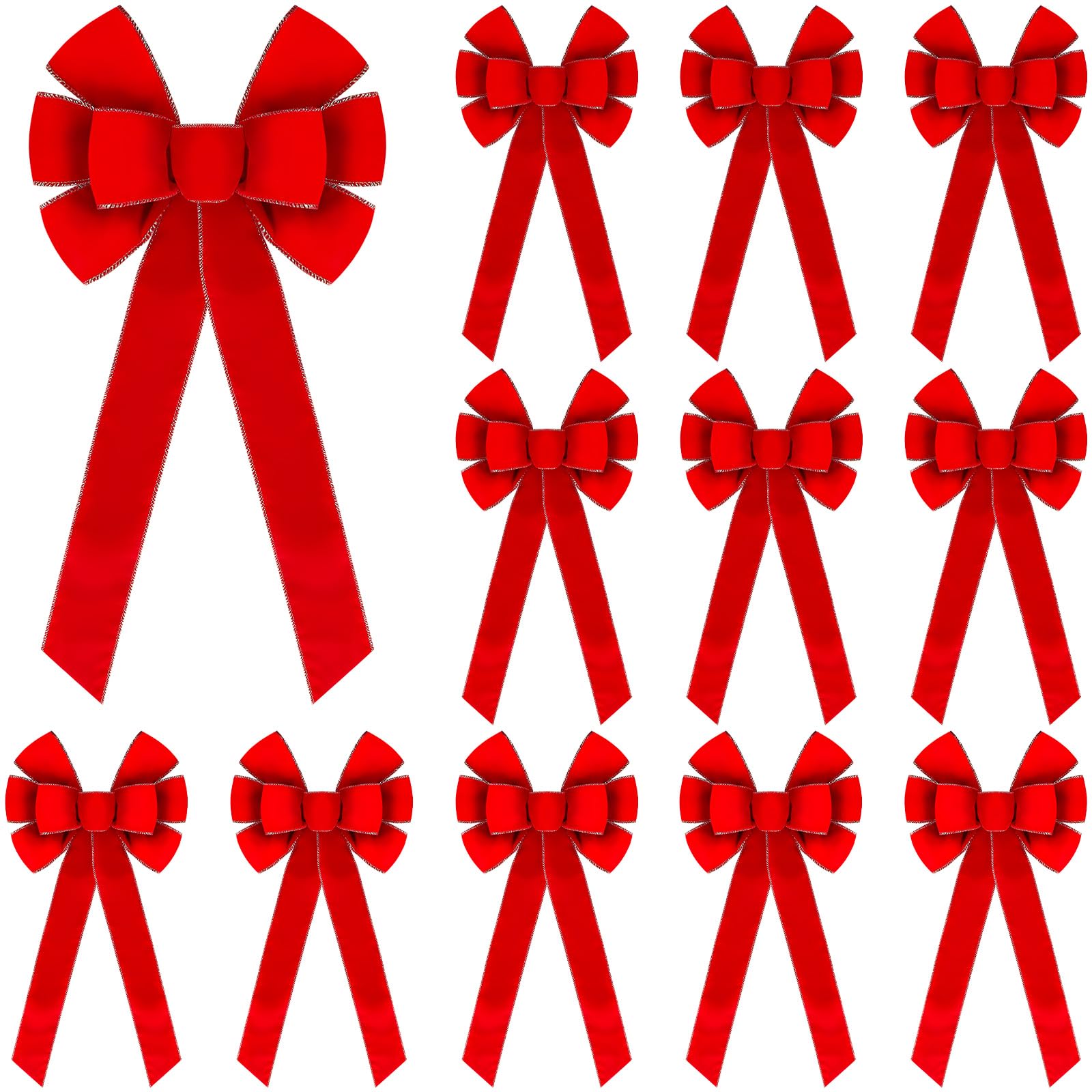 Amazon.com: Lyrow 12 Pieces Large Red Christmas Bows 26 x 12 Inch Red ...