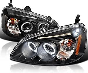 SPEC-D TUNING - Faros delanteros delanteros para proyector negro compatible con Honda Civic 2001 ...