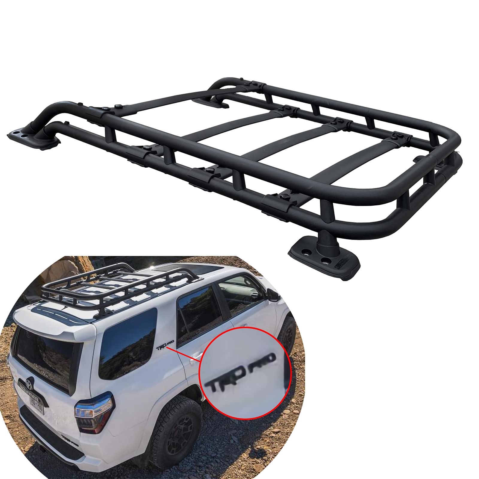LAFORMO TRD PRO Style Roof Rack Basket Rail Top Cargo Luggage Carrier ...