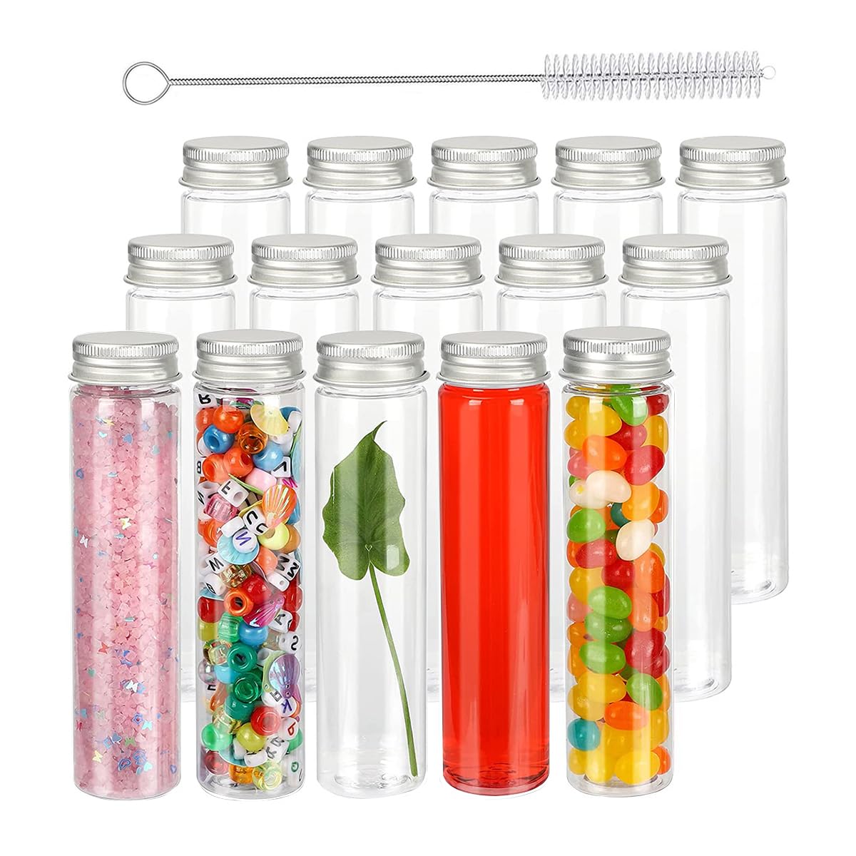 110ml Clear Bath Salt Tube, 15PCS Plastic Test Tubes A Brush,Plastic ...