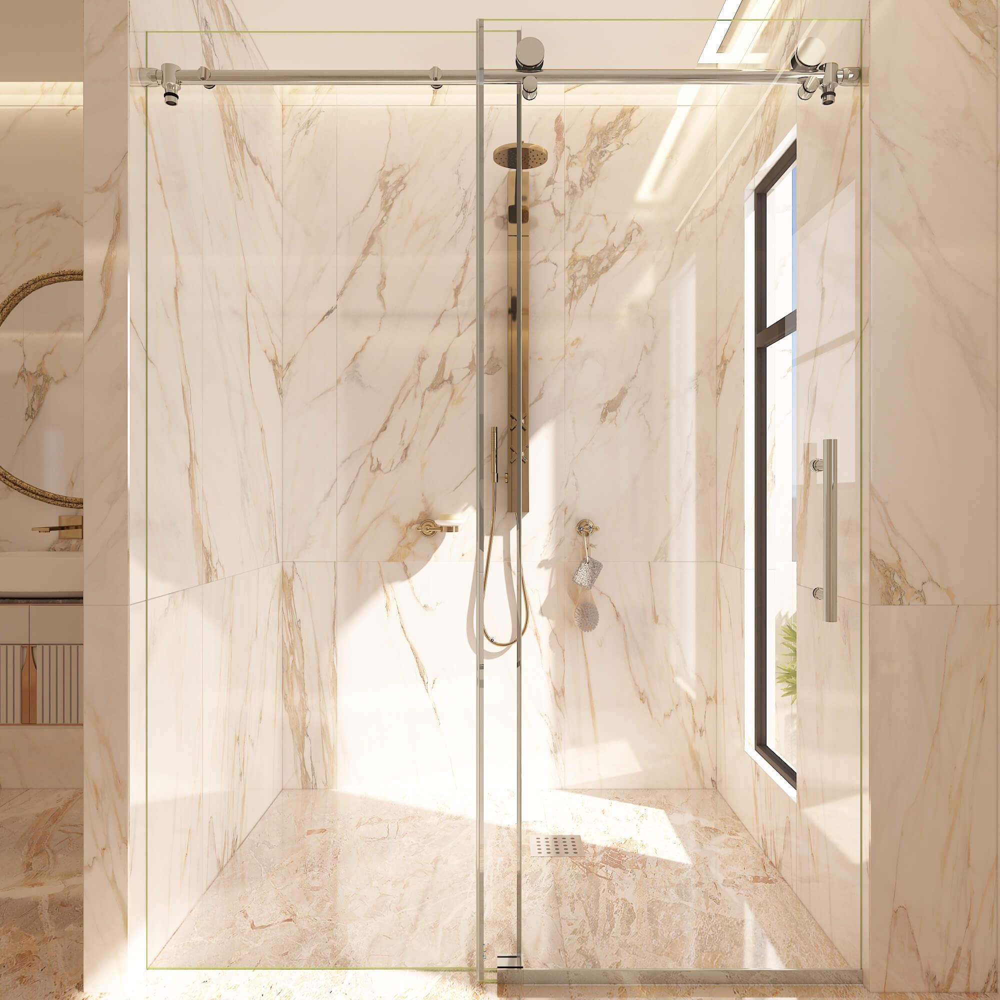 Murano Lux 56-60 inch W x 72 inch H Frameless Sliding Shower Door ...