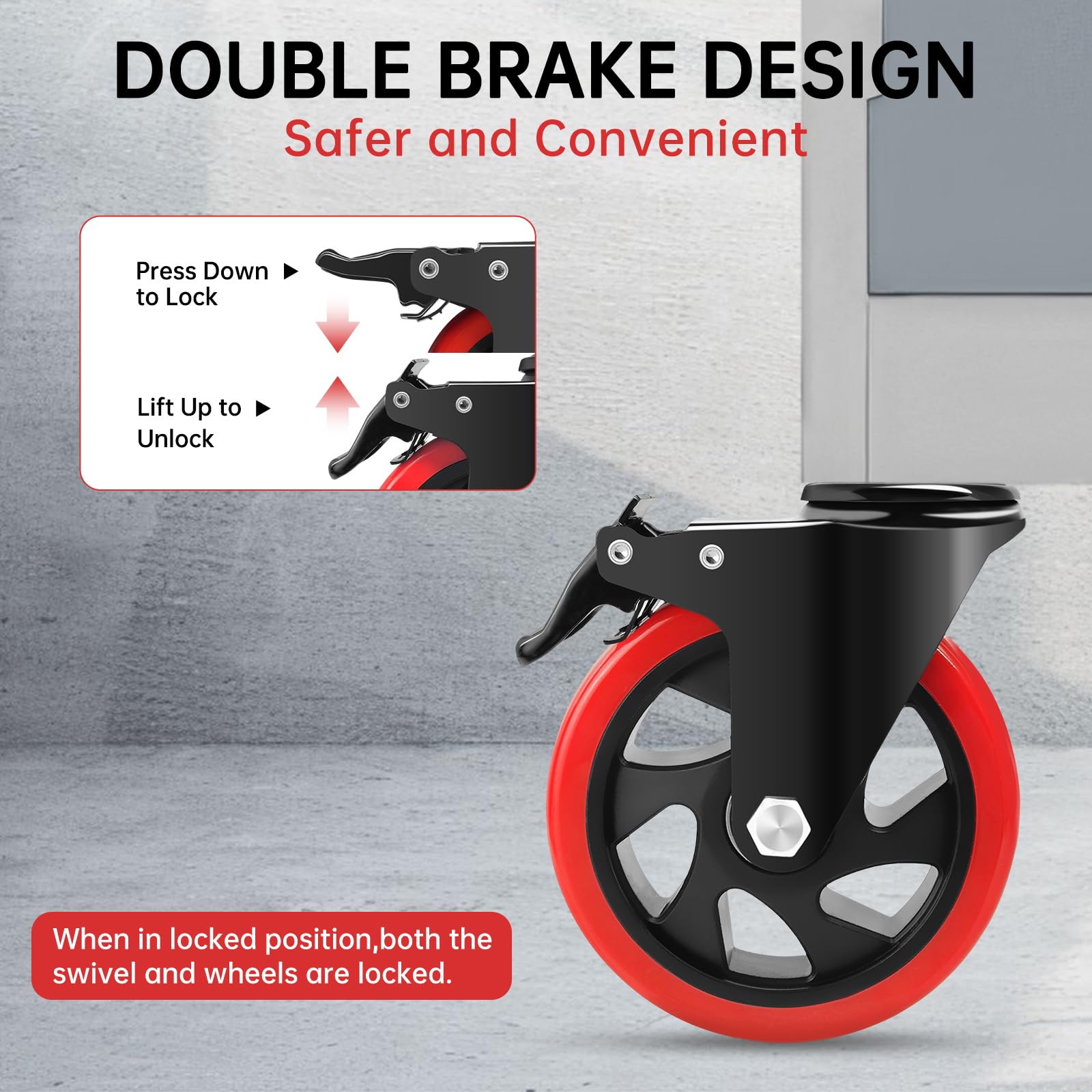 Snapklik.com : 5 Inch Stem Caster Wheels, Heavy Duty Threaded Stem ...