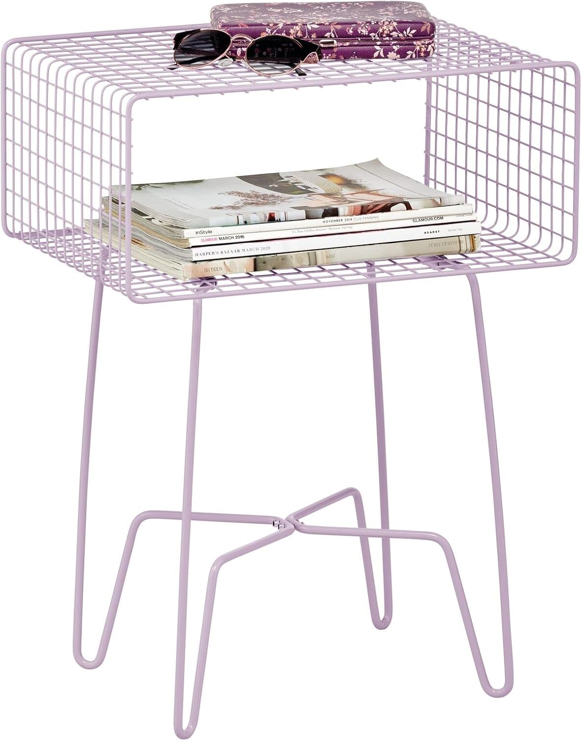 Amazon.com: mDesign Modern Industrial Side Table, Storage Shelf, 2-Tier ...