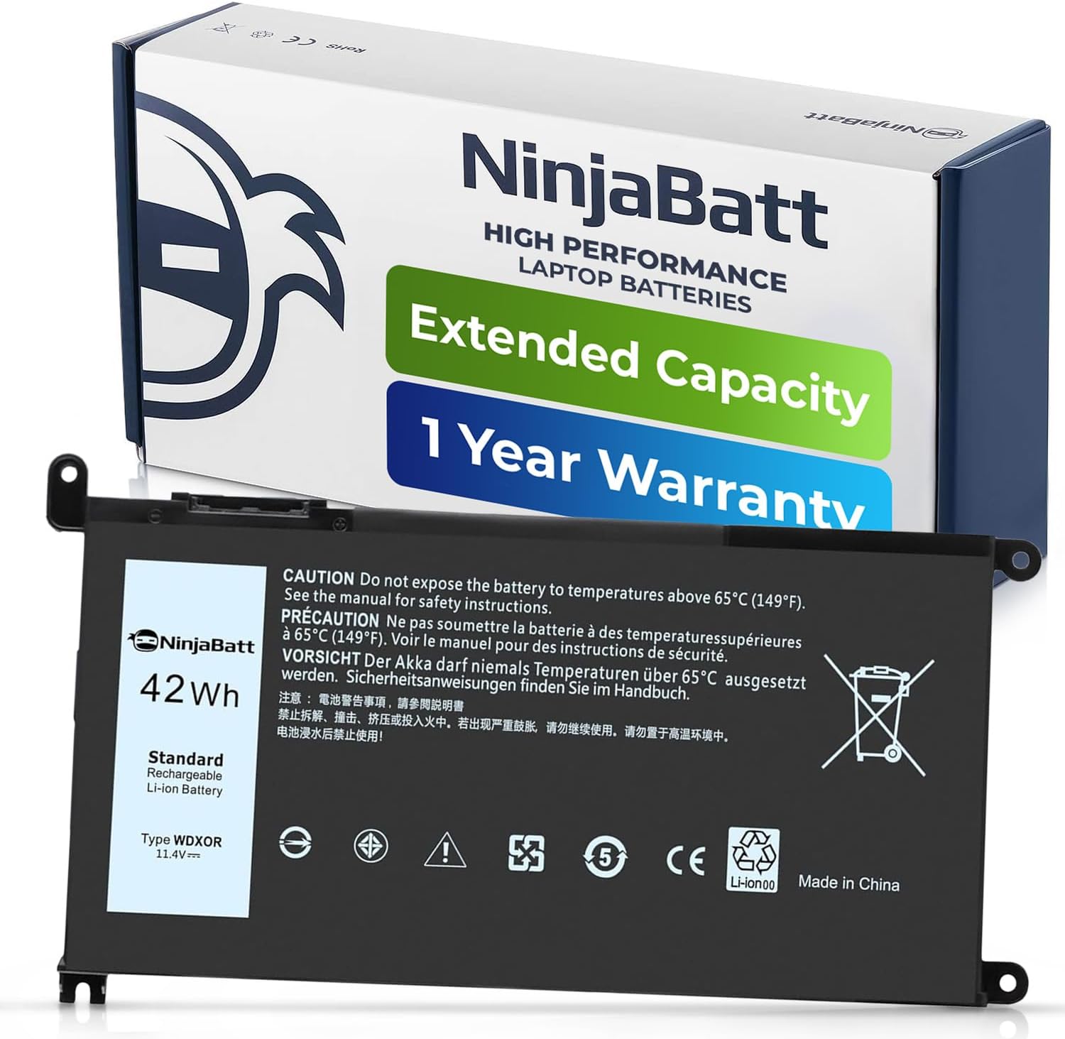 Amazon.com: 42Wh WDXOR 11.4V Battery for Dell Inspiron 13 7375 7368 ...