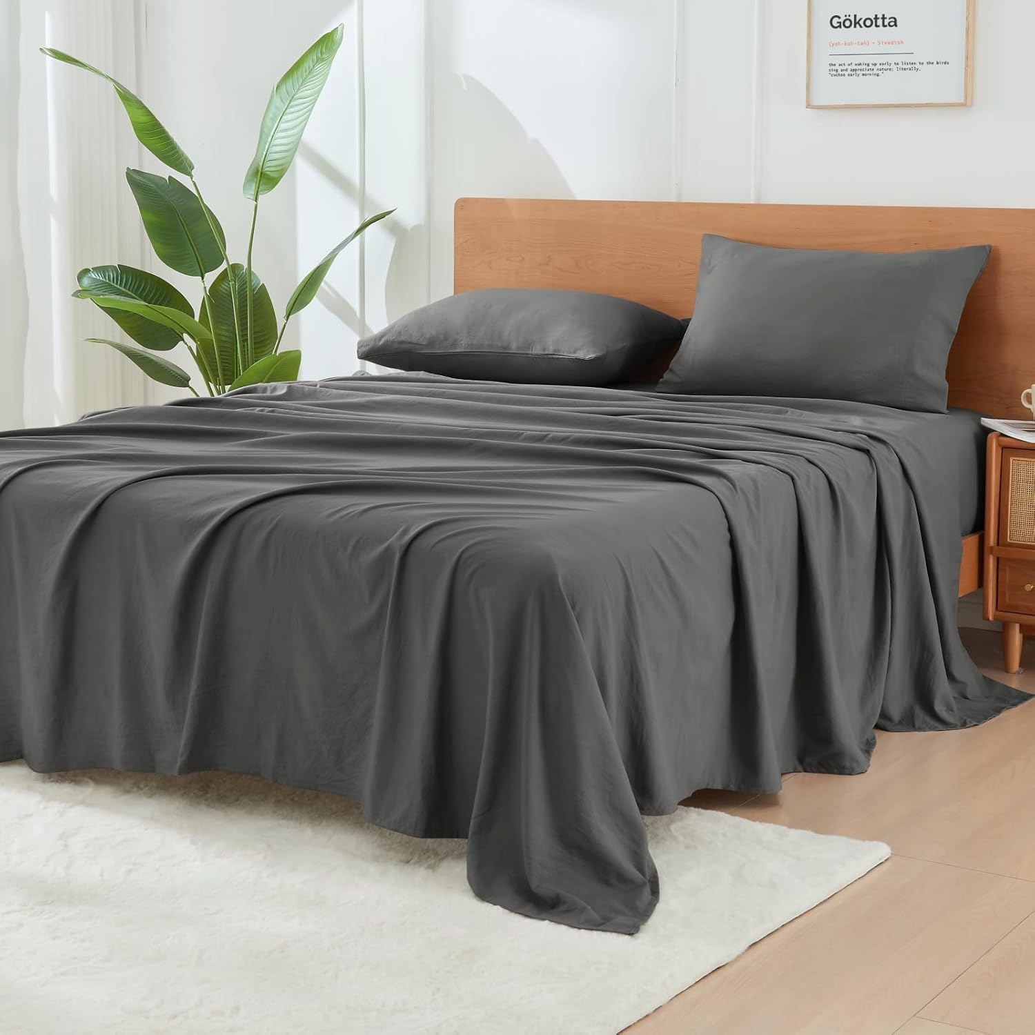 Amazon.com: GOKOTTA 4-Pcs King Size Sheets Set, 10-16" Deep Pocket, Non ...