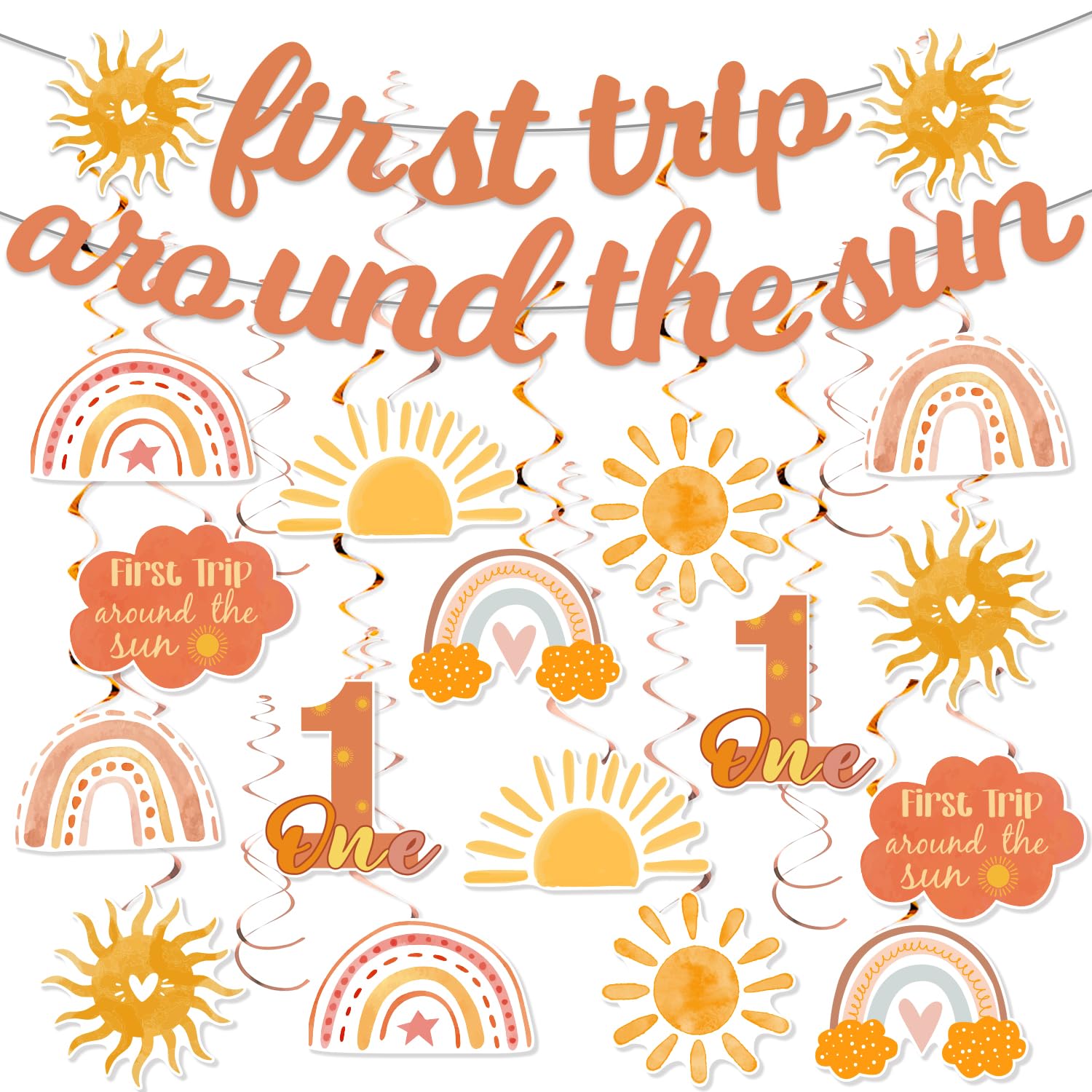 Amazon.com: KORHONEN First Trip Around the Sun Birthday Decorations ...