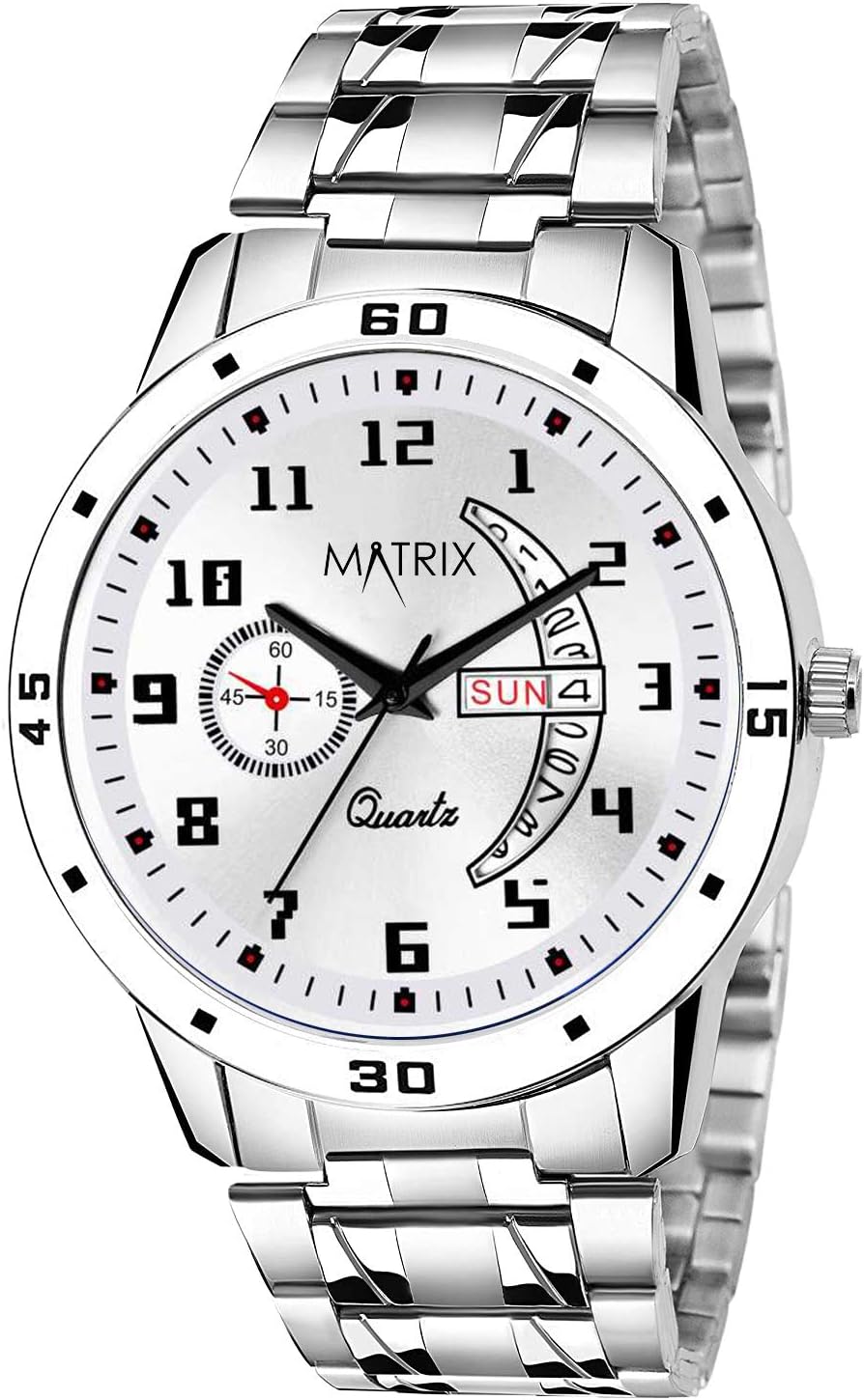 Matrix Analog Day & Date Functioning Silver Dial Stainless Steel Strap ...