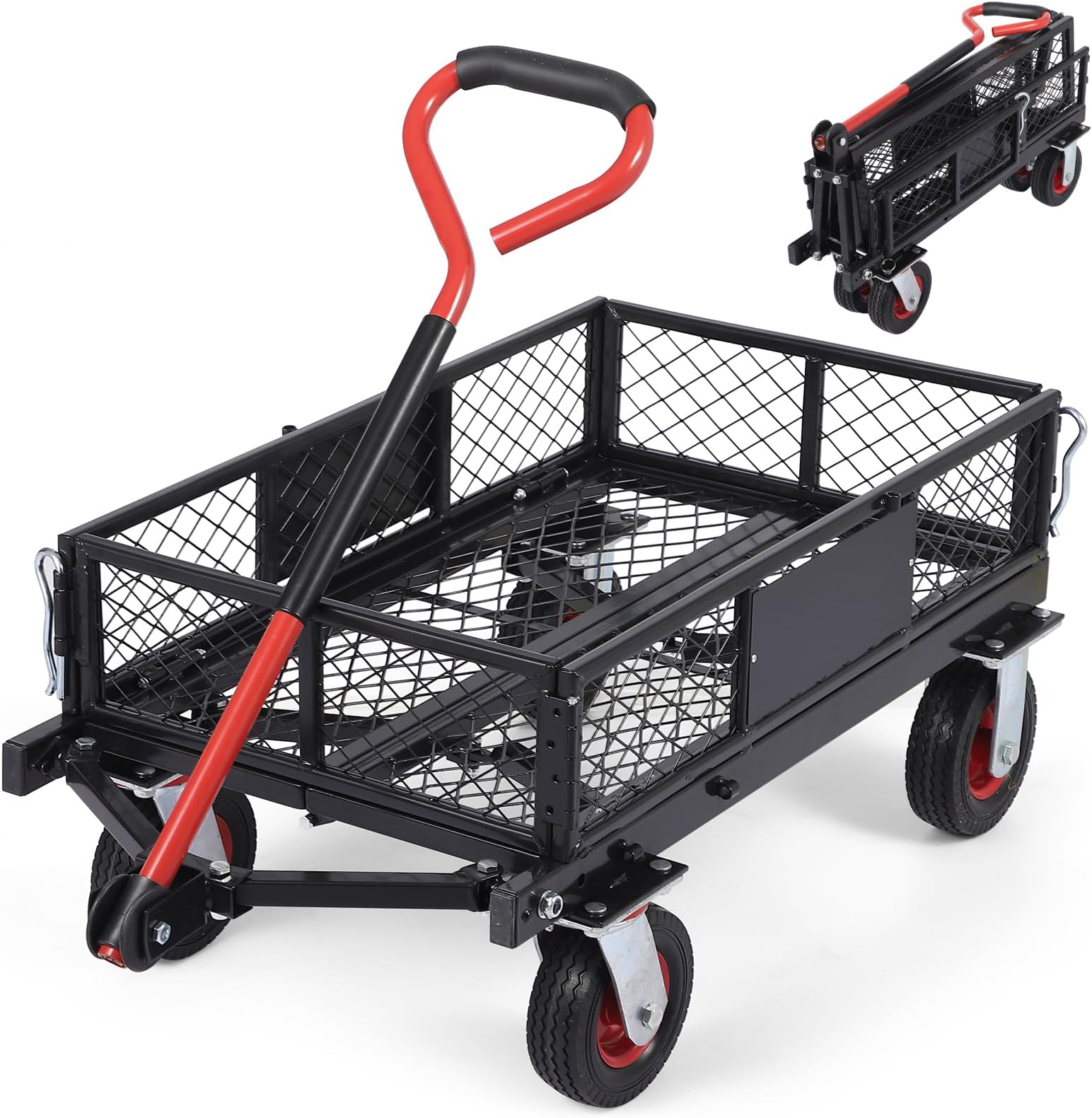 Amazon.com: Lauco Garden Cart Heavy Duty Steel with Removable Mesh ...