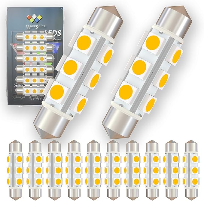 Amazon.com: Wiseshine 44mm DC 24V Warm White Festoon LED Bulb,578 569 ...