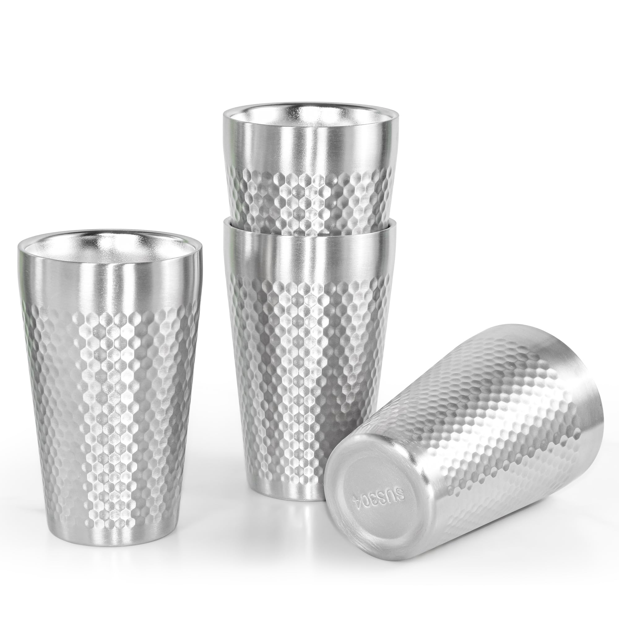 Amazon.com | AGH 4 Pack Stainless Steel Cups for Kids, Metal Cups 15oz ...