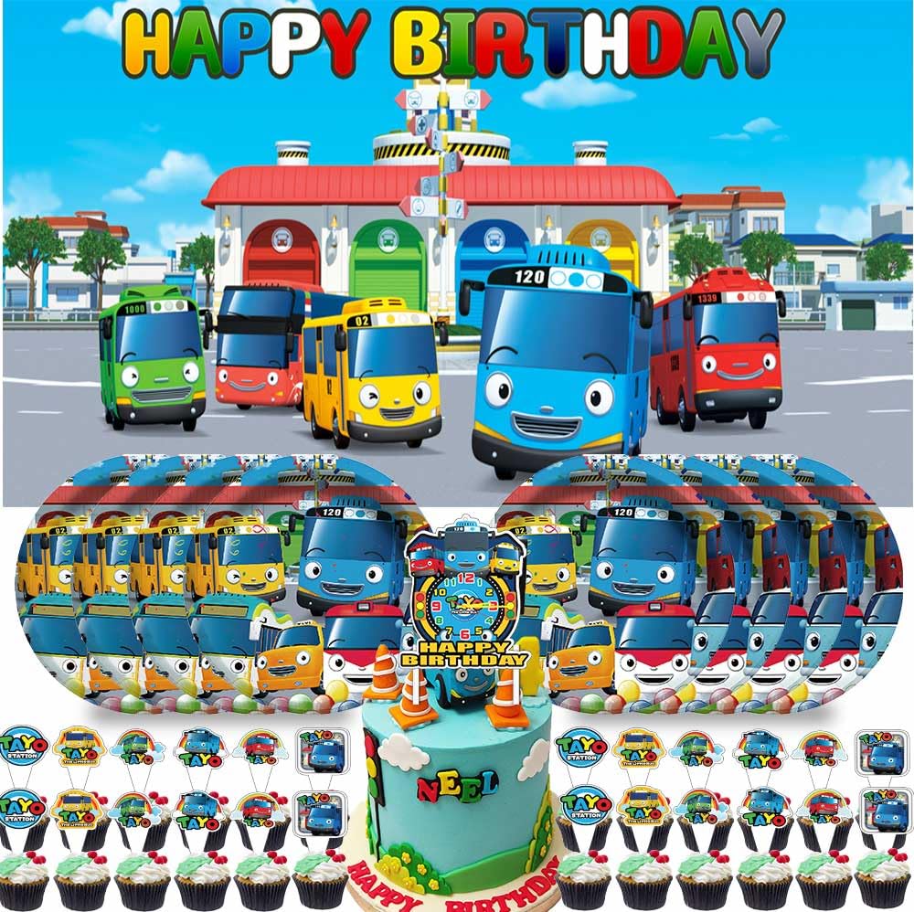 Buy Tayo the Little Bus Party Supplies Plates Decorations Birthday Cake ...