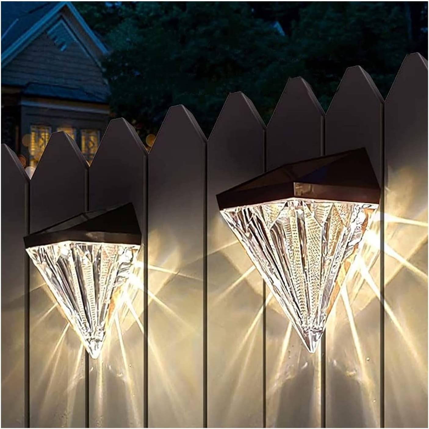 Amazon.com: Exterior Light 2pcs Diamond Solar Wall Sconce LED Solar ...