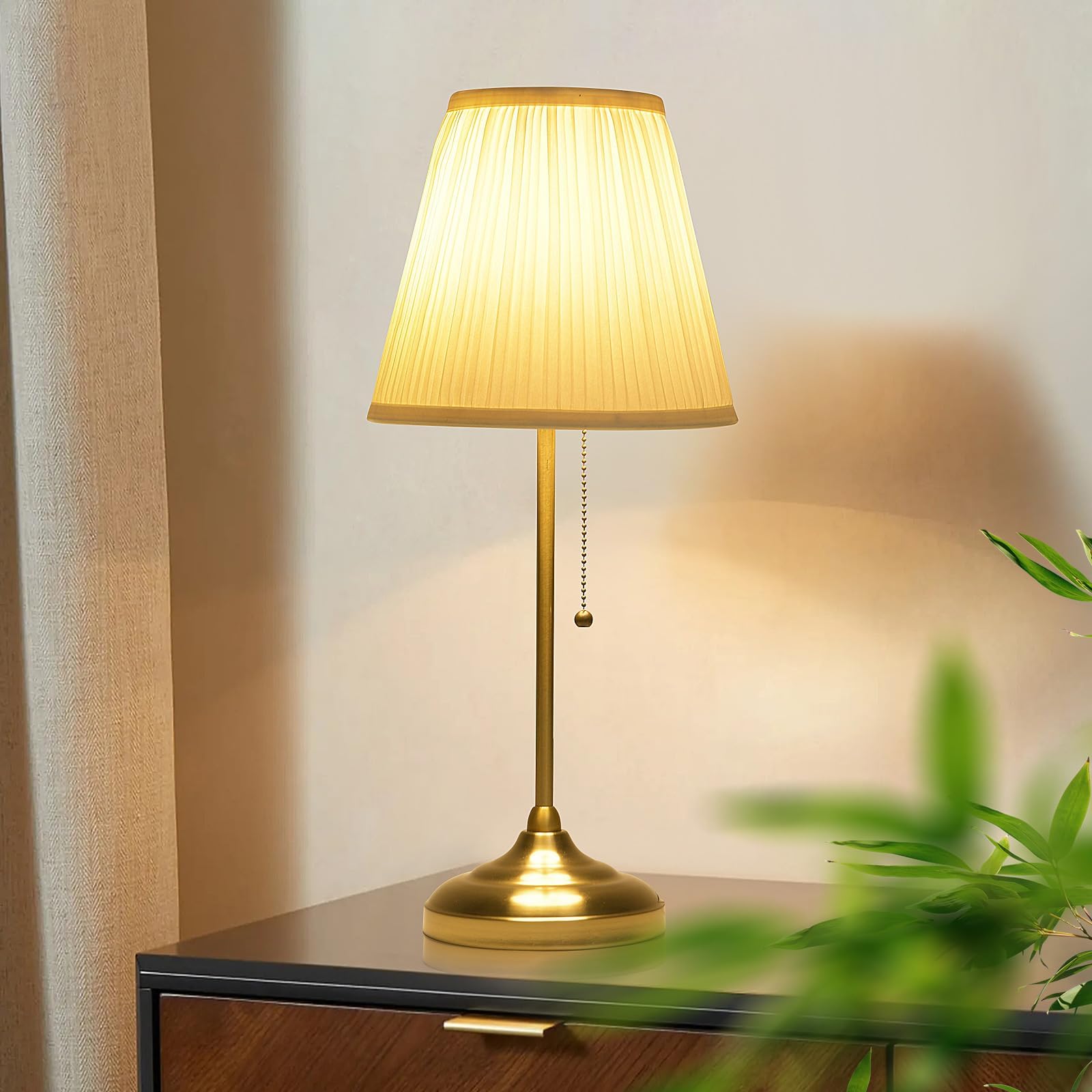 HAITRAL Gold Crystal Table Lamp - Vintage Nightstand Gold Lamp with ...