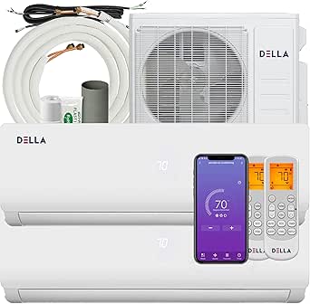Amazon.com: DELLA 18K BTU ODU 2 Dual Zone 9000 9000 BTU 19 SEER2 208 ...
